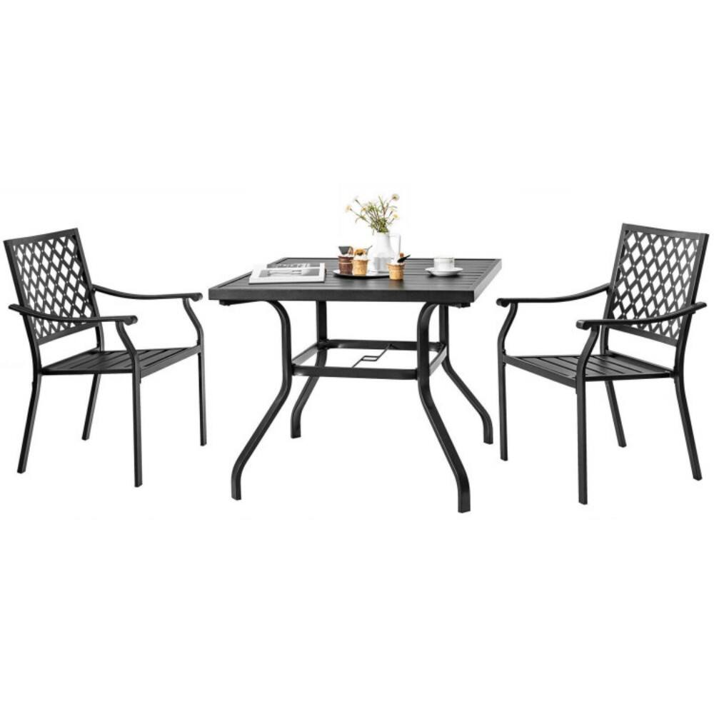 Mondawe 3 Pieces Patio Dining Set Stackable Chairs Armrest Table with ...