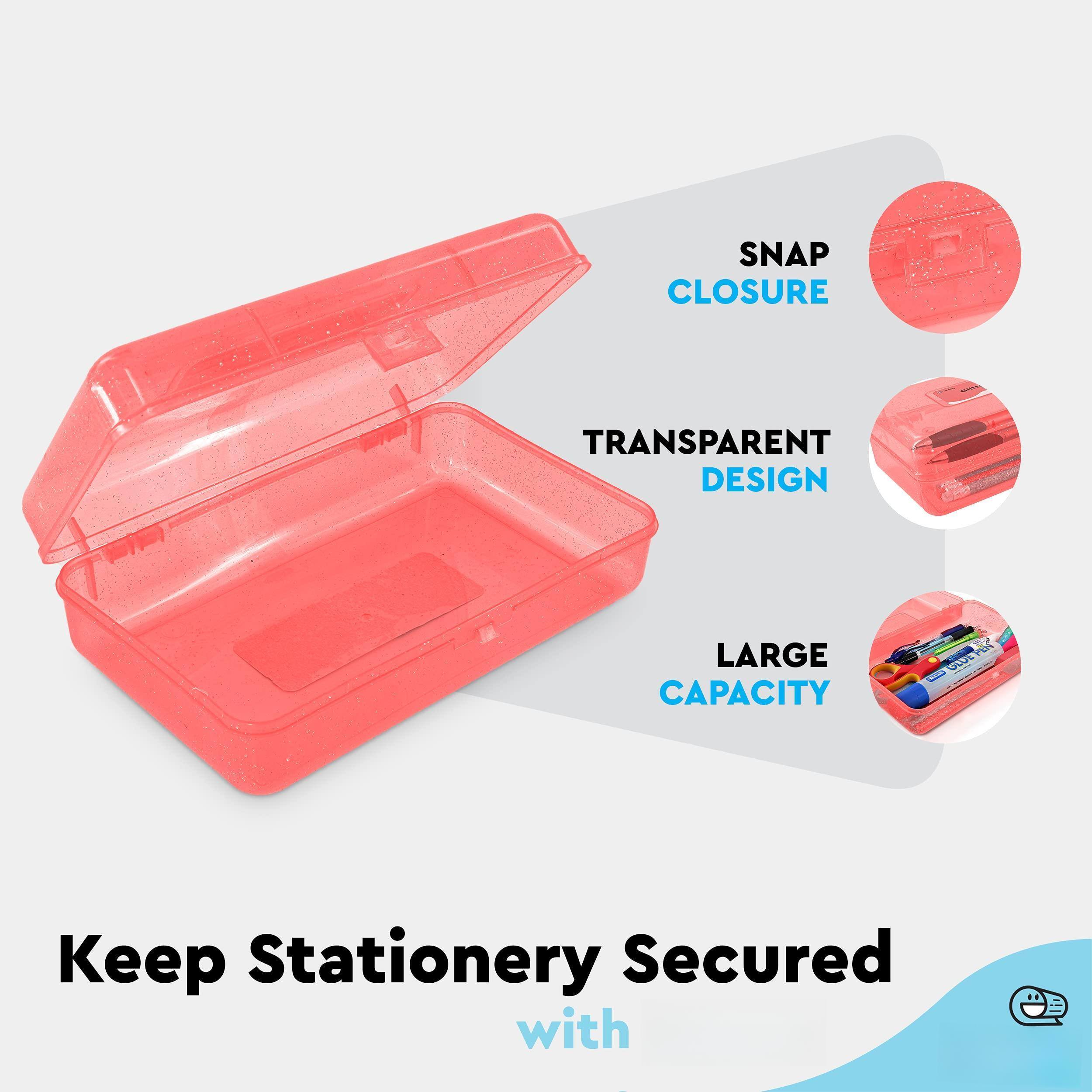 Paradigms Interiors Plastic Pencil Box With Snap Closure Lids Small ...