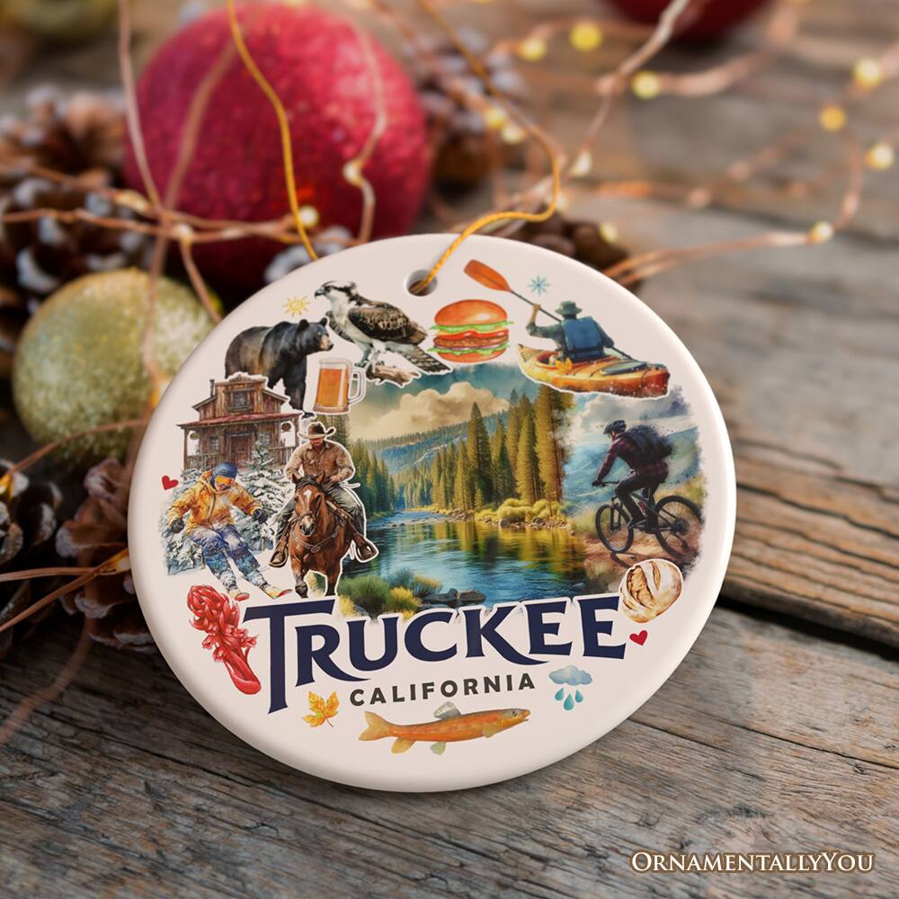 OrnamentallyYou Lively Truckee Mountain Town Ornament, California River ...