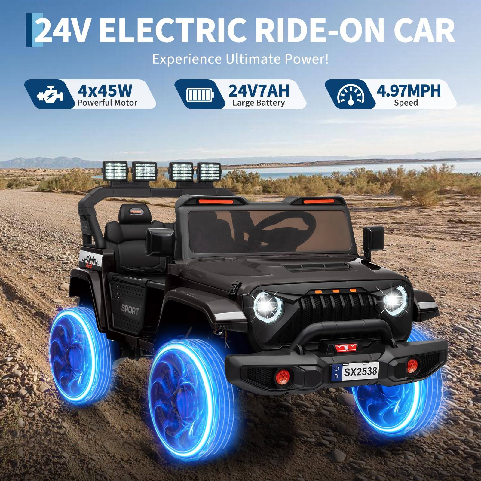 Acekool 12V Ride On Car for Kids Battery Powerd Toy Car with Remote ...