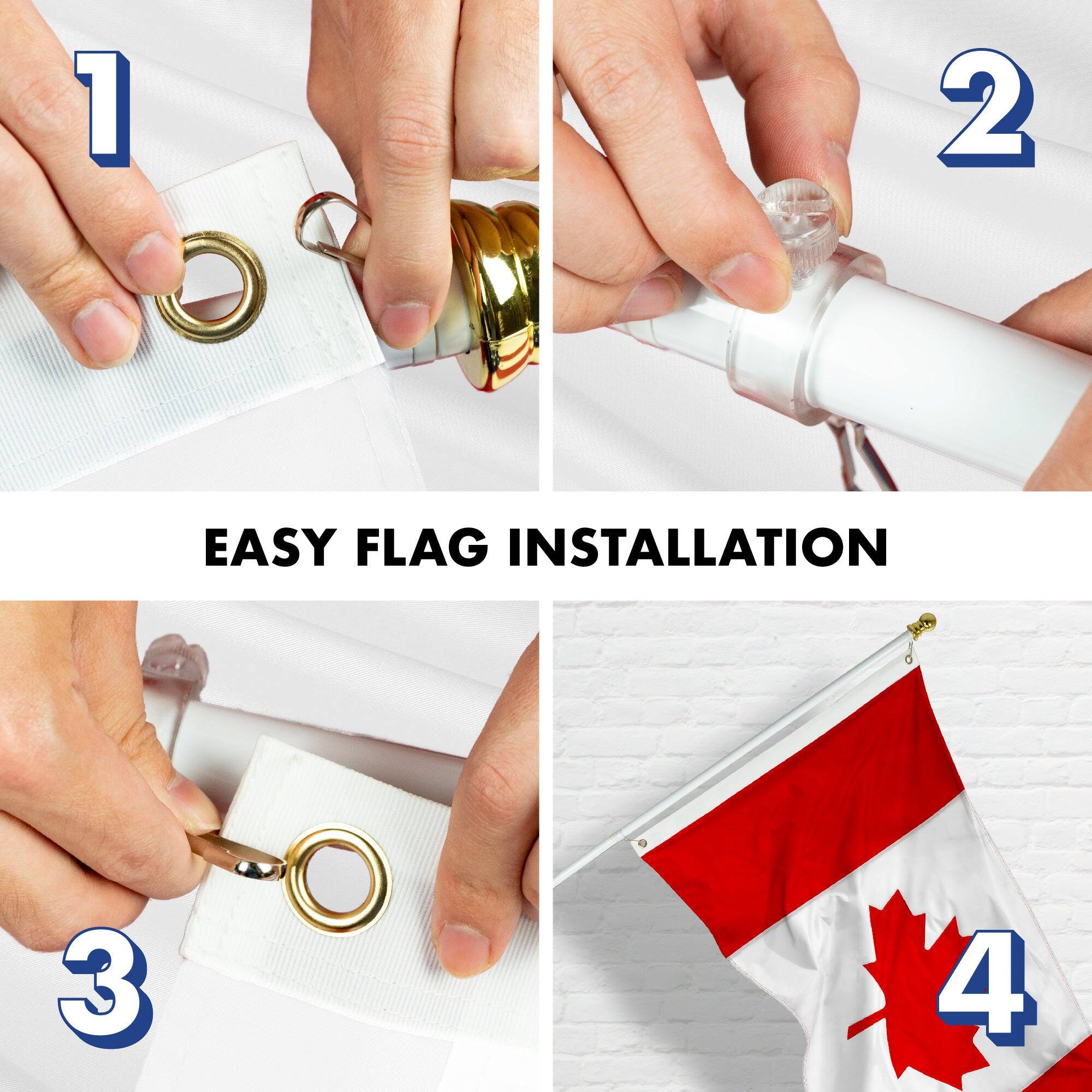 G128 6 ft Tangle Free Spinning Aluminum Flagpole with 3x6 ft Double ...