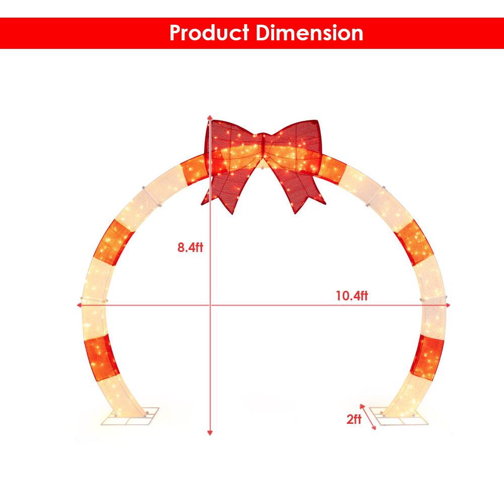 BreeBe 10.4 Foot LED Lighted Christmas Arch with Oversized Festive Bow ...