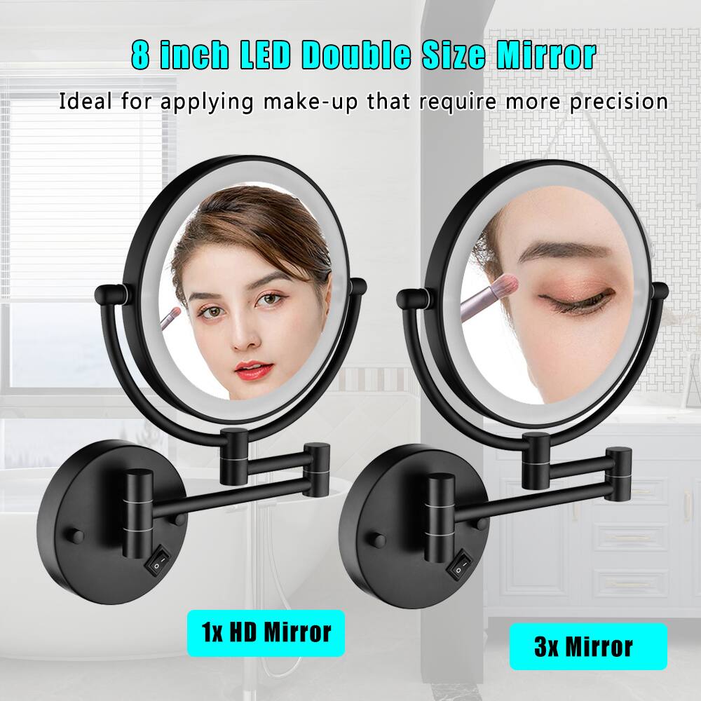 APRILSOUL 8 Inch LED Wall Mount Two Sided Magnifying Makeup Vanity ...
