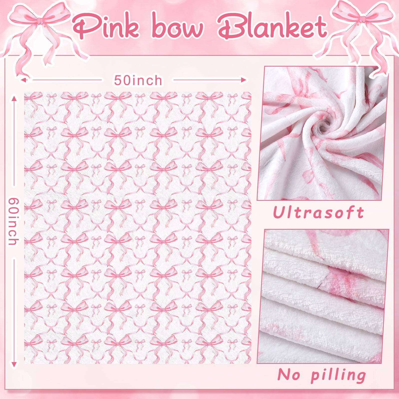 Dapper Styles Bow Throw Blanket Preppy Coquette 50 X 60 Flannel Soft ...