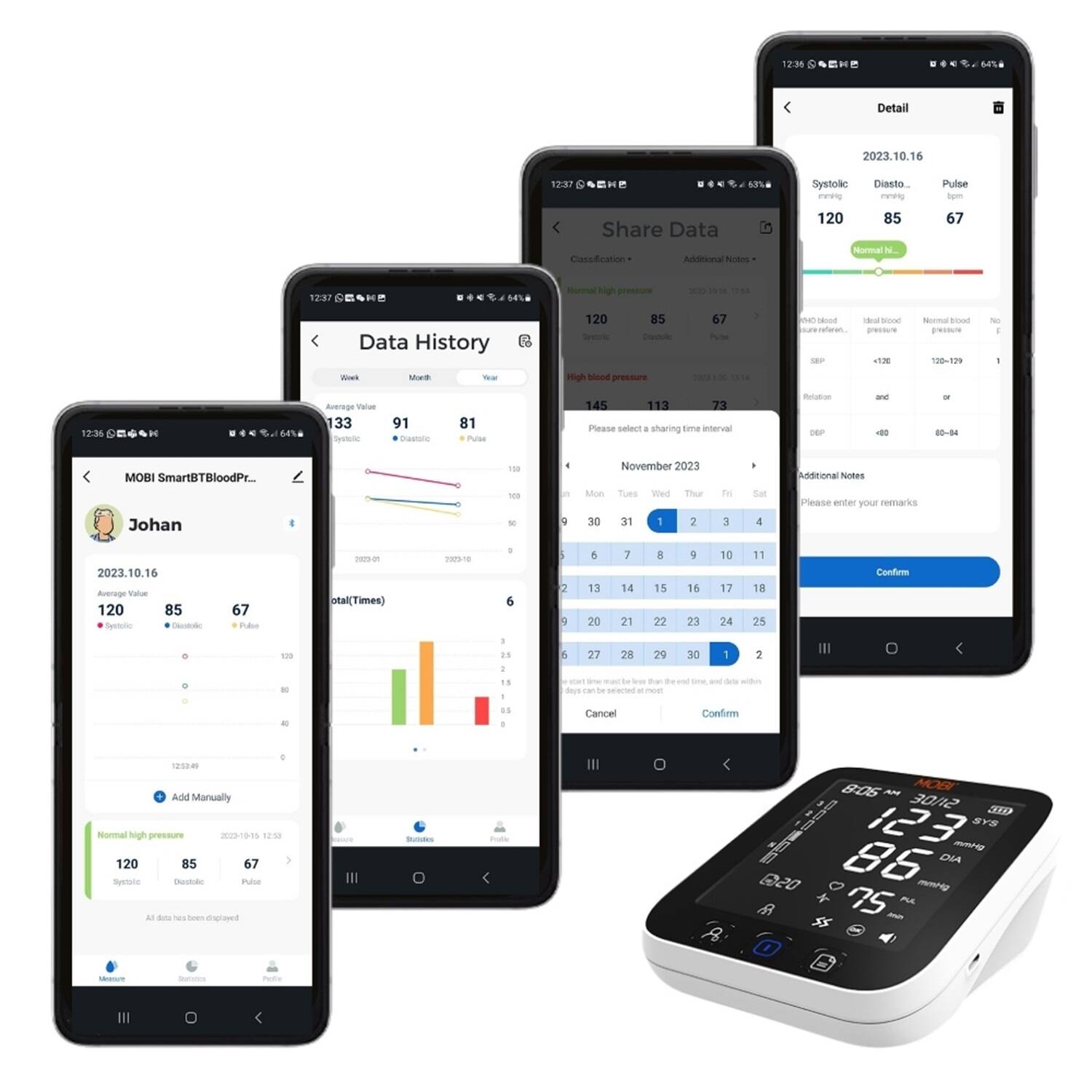 Customer Reviews: MOBI Smart Upper Arm Blood Pressure Monitor with Wide ...