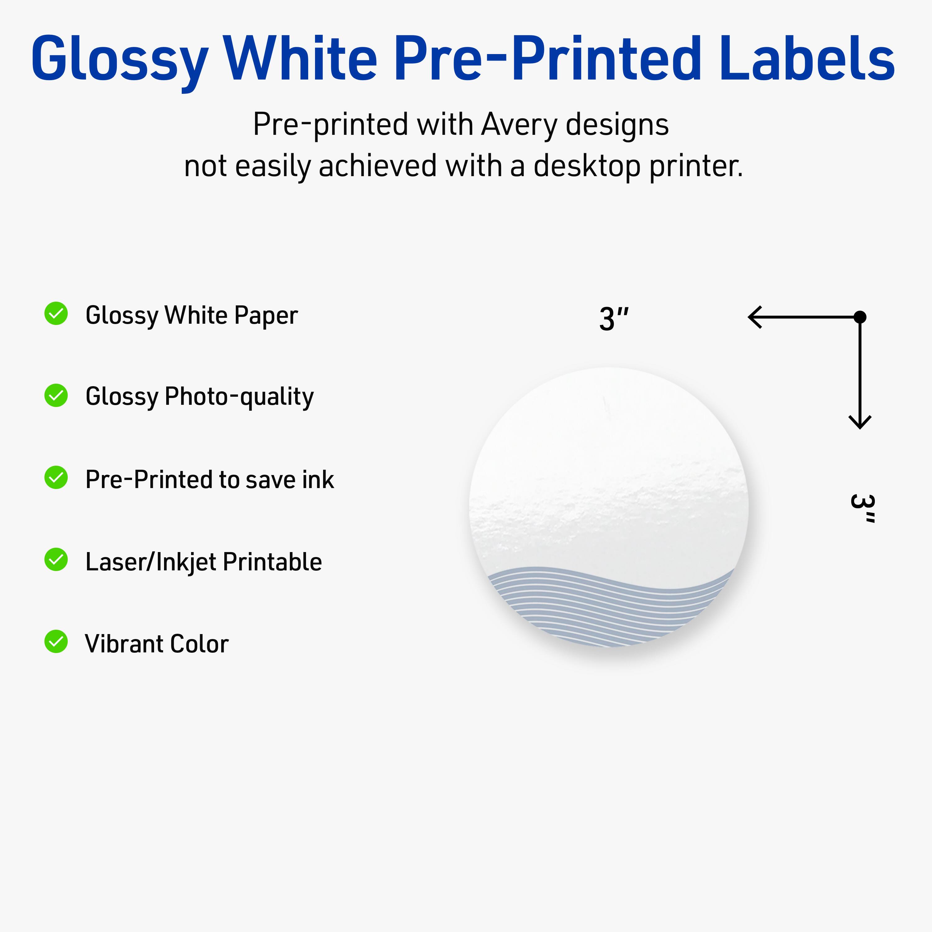 Avery Round Labels, Colorful Design, 3