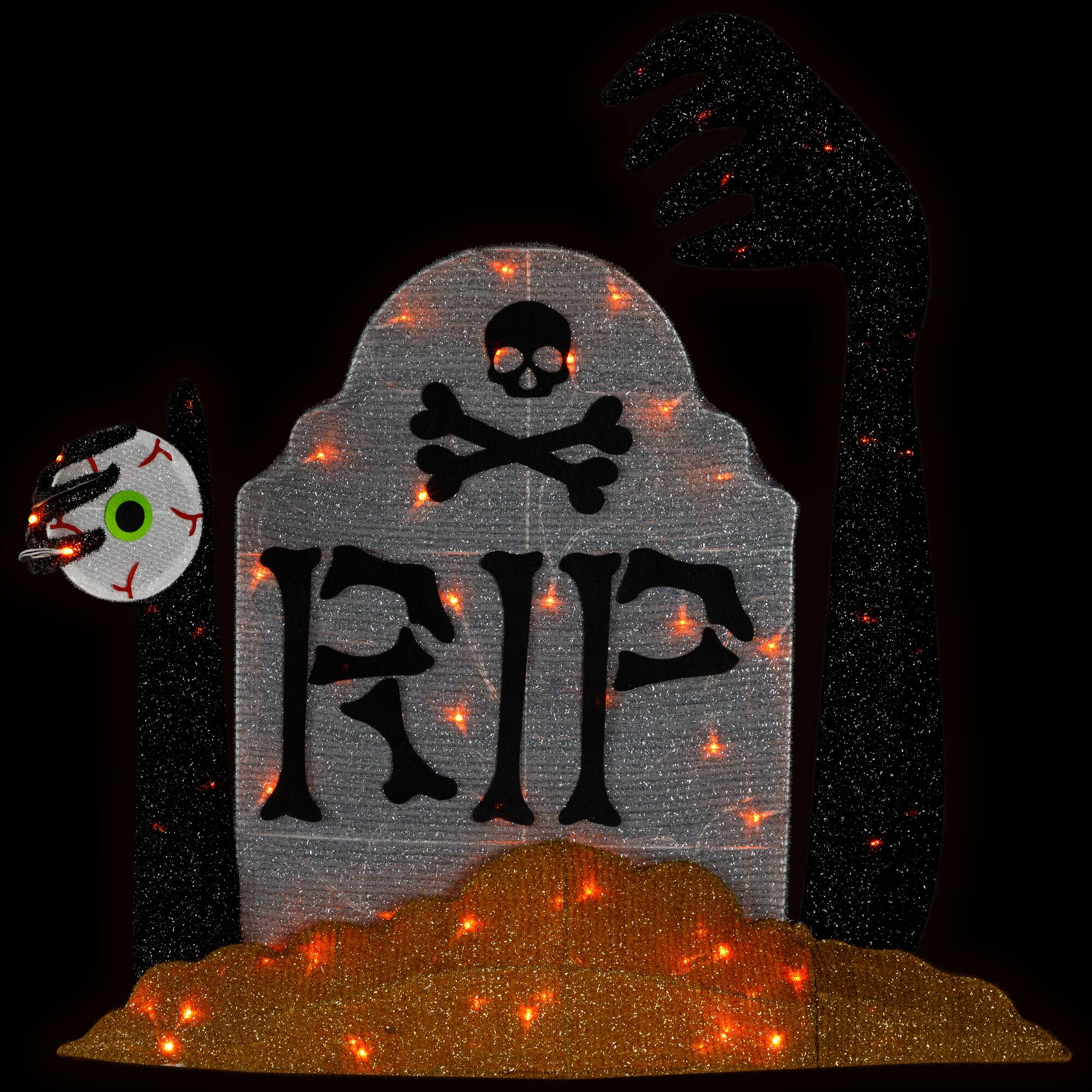 Northlight Lighted Tombstone Halloween Decoration 31.5" and Gray Orange ...