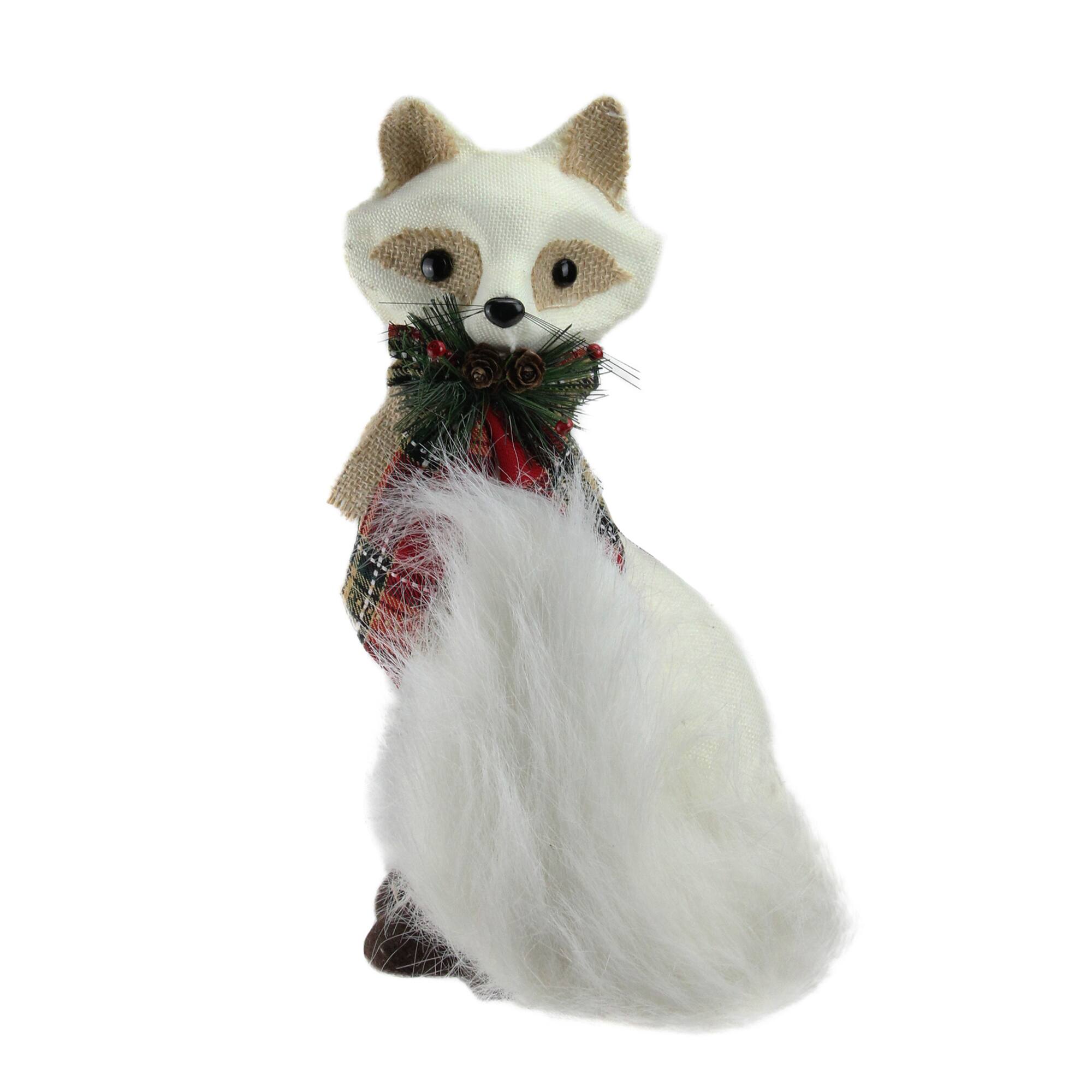 Northlight Fox with Plaid and Burlap Pine Bow Christmas Figure 13 ...