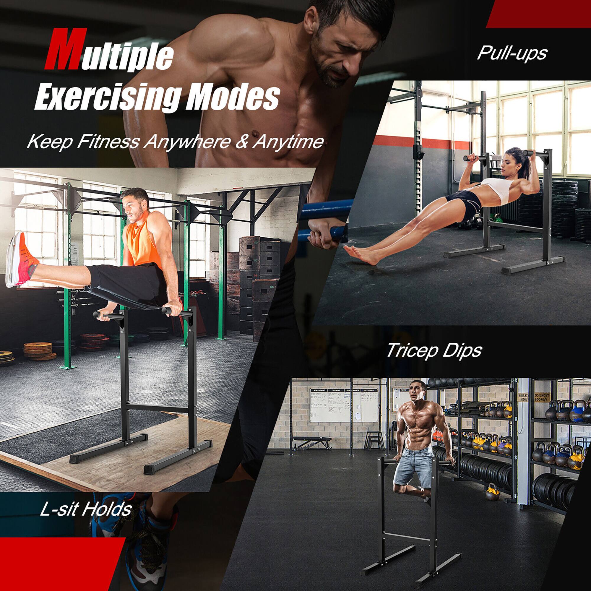 Costway Multifunctional Heavy Duty Dip Stand Parallel Station Bar with ...