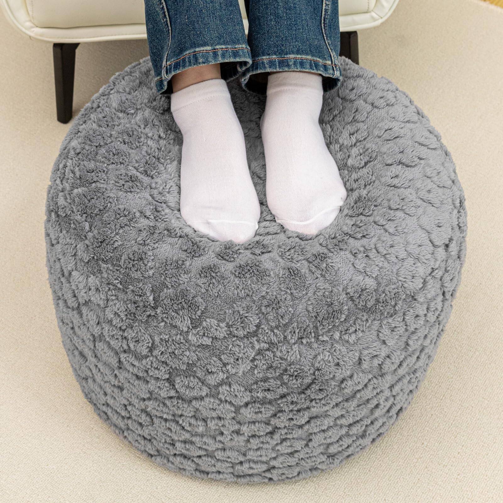 Fabibe Ottoman Foot Rest Stuffed Round Boho Floor Poof Seating Armchair ...