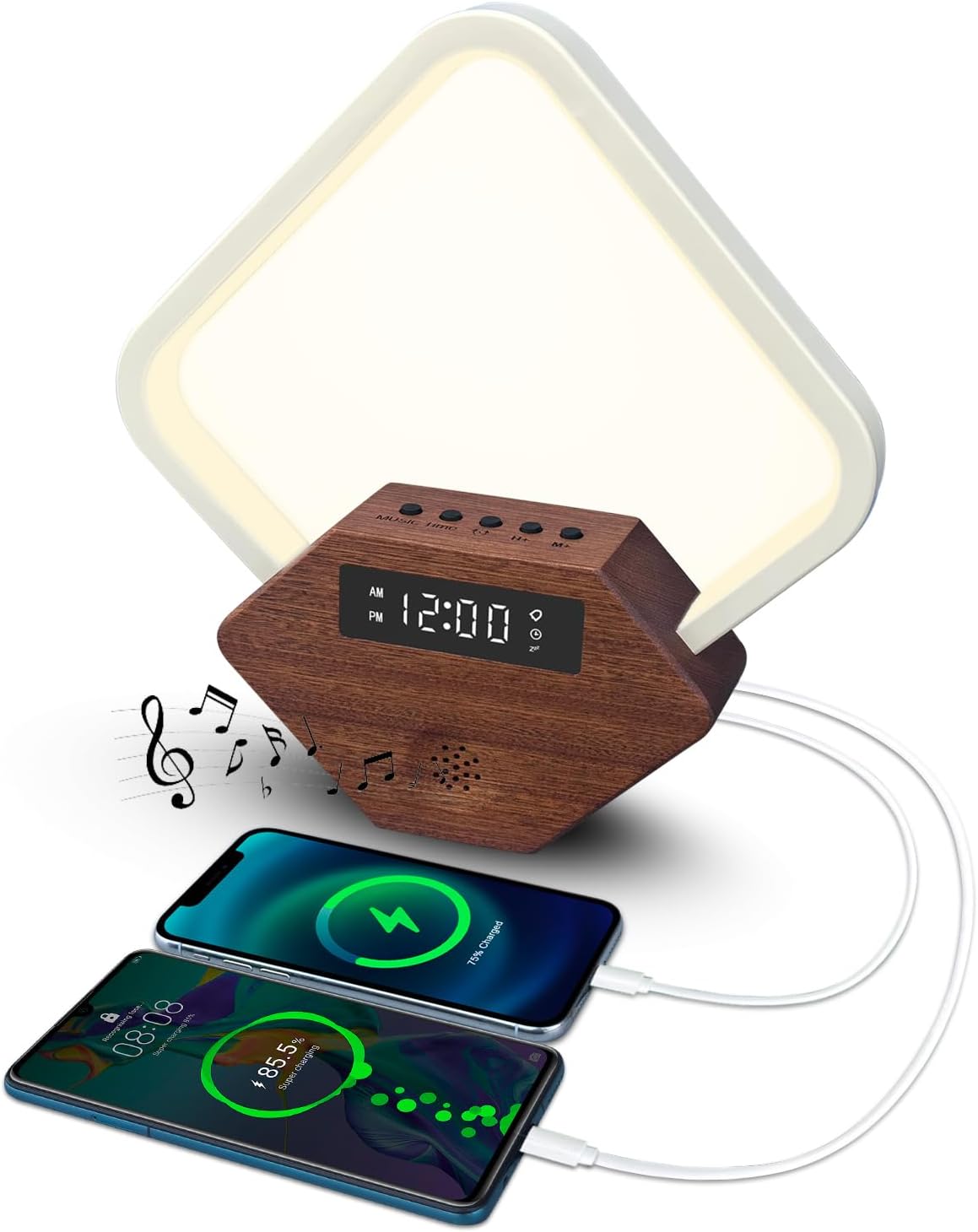 Stamp n Camp Wood Sunrise Alarm Clock with White Noise Machine 3 Color ...