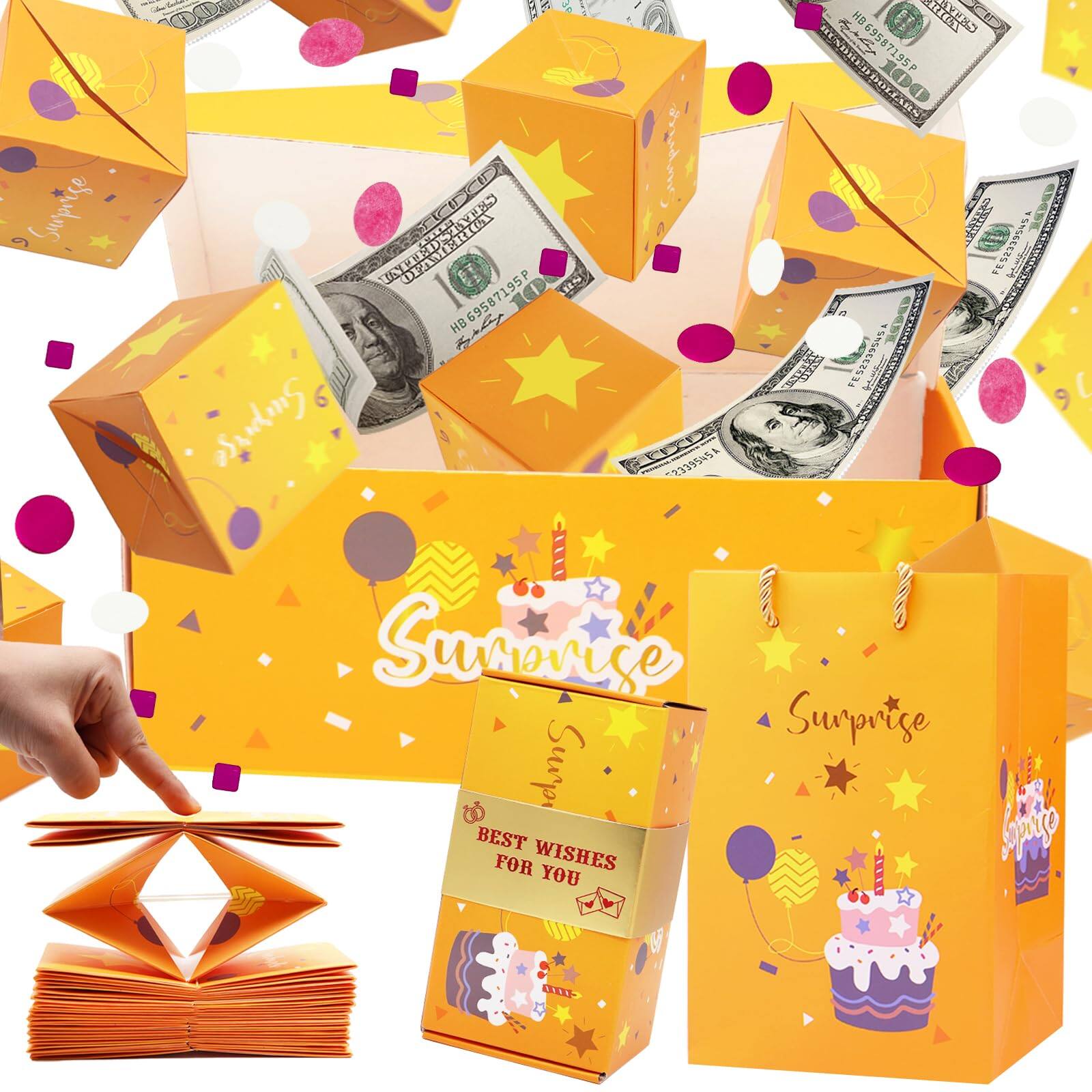 Stylel Star Surprise Gift Box Explosion For Money Folding Bouncing Red ...