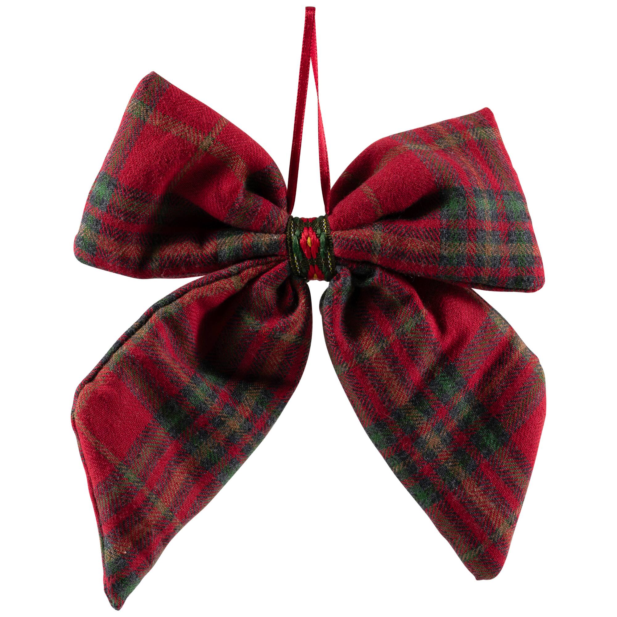 Northlight Plush Plaid Bow Christmas Ornaments 7.5" Set of 4 Red ...