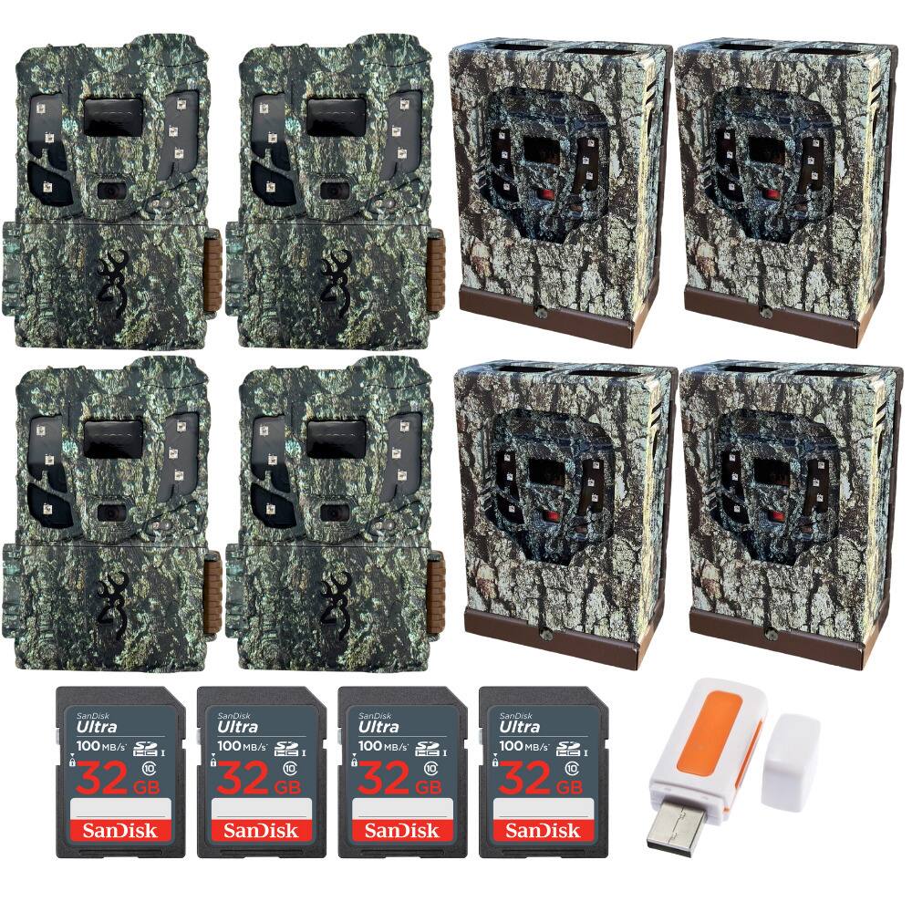 Browning 4PK Pro Scout Max HD Trail Camera, Security Box w/32GB M/Card ...