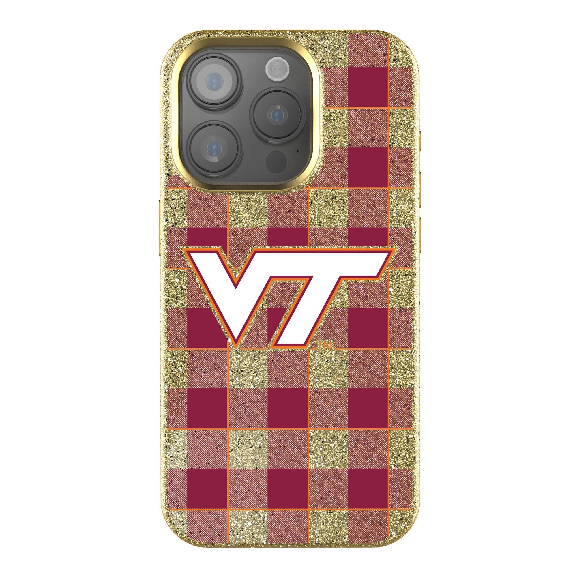 Keyscaper NCAA Virginia Tech Hokies Plaid Bling iPhone Case 14 Gold ...