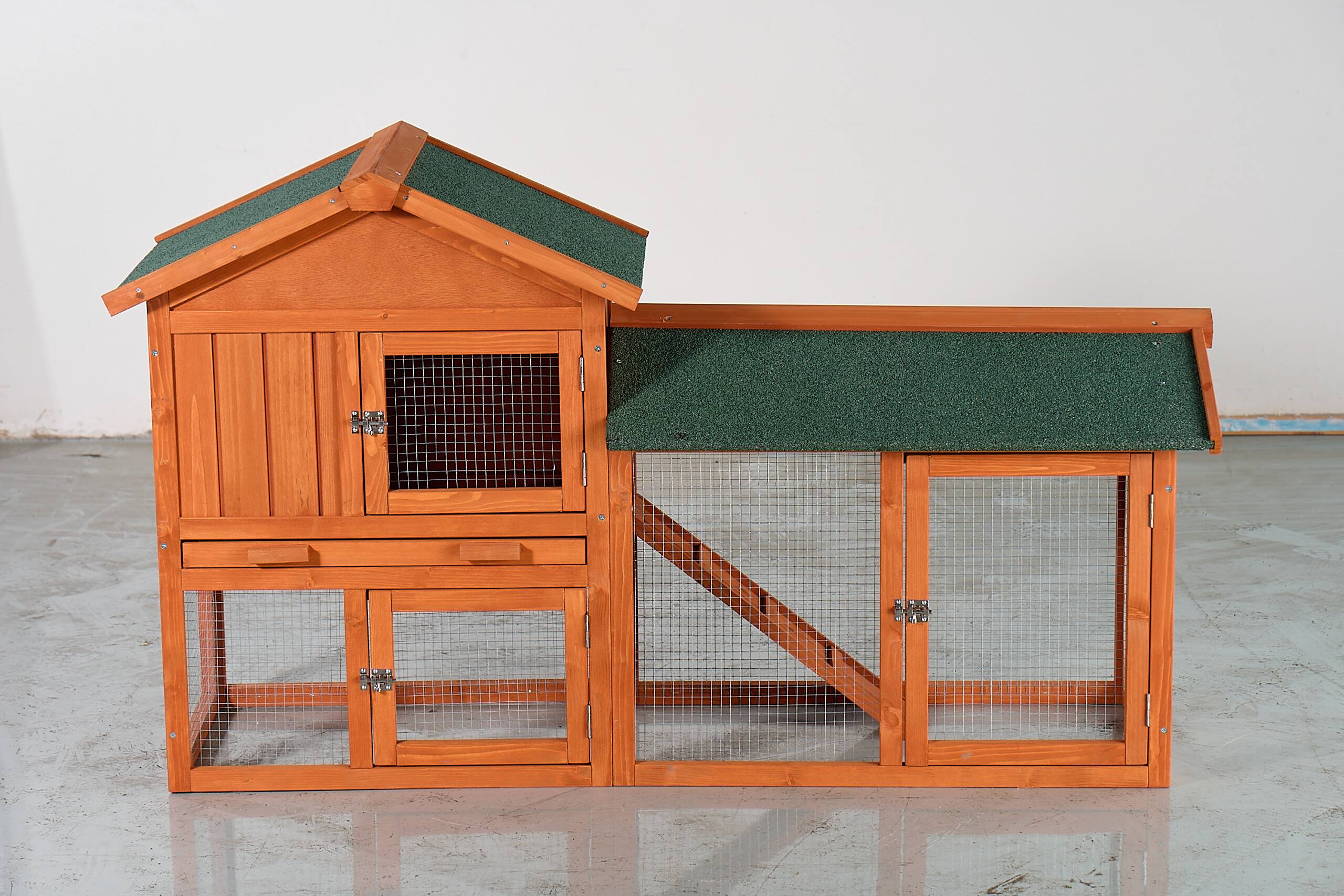 APRILSOUL Large Wooden Rabbit Hutch 2 Story Outdoor Bunny Cage with ...