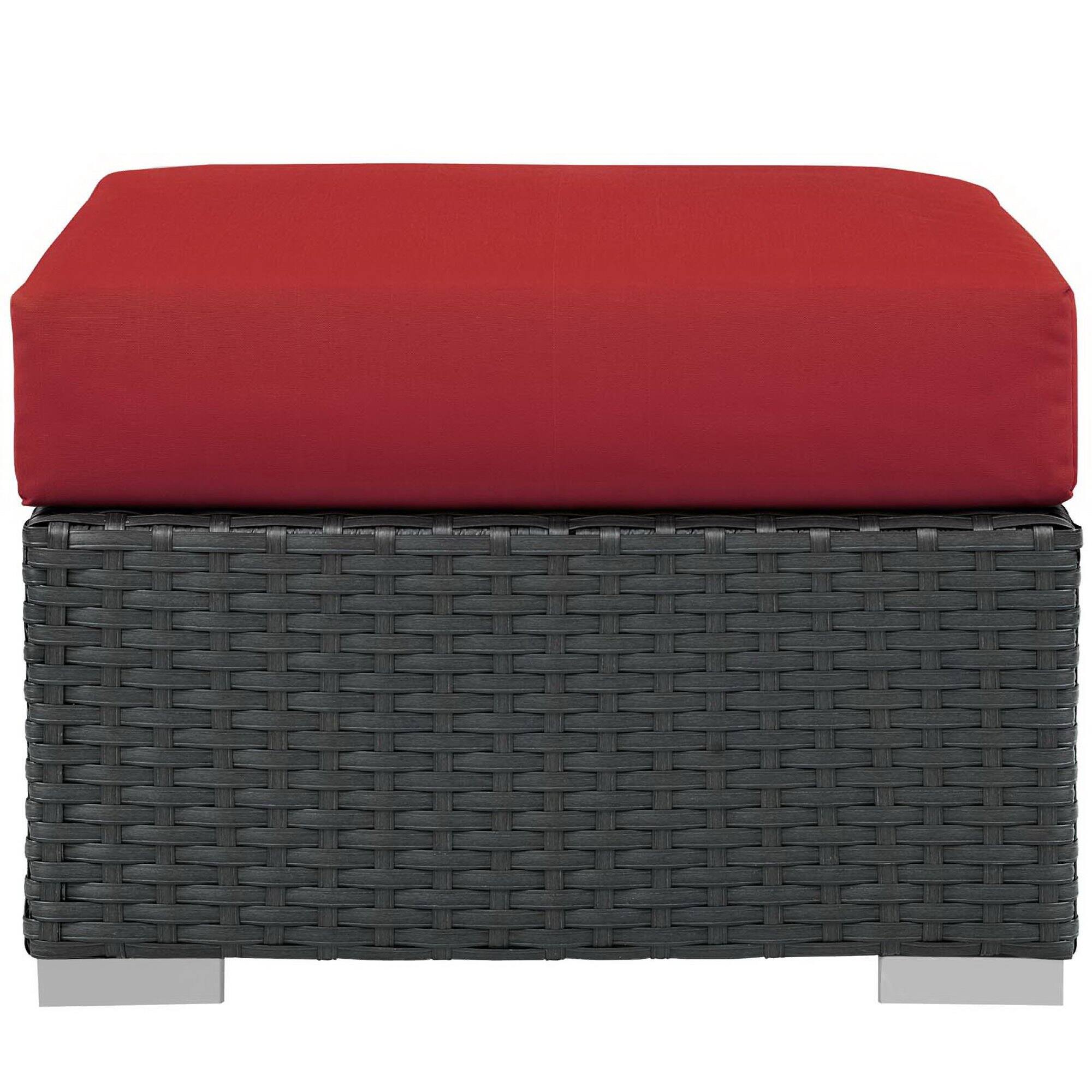 Sojourn Outdoor Patio Sunbrella® Ottoman by Modway Canvas Red EEI-1855 ...