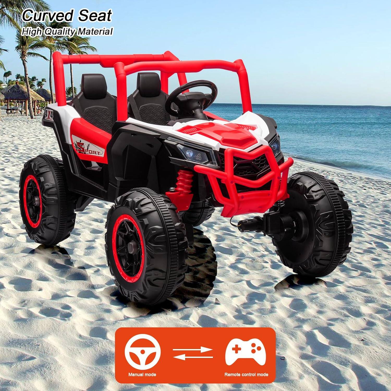 GARVEE 24V 4WD Ride On UTV Truck for Kids, 4×35W Motors, 2WD/4WD Switch ...
