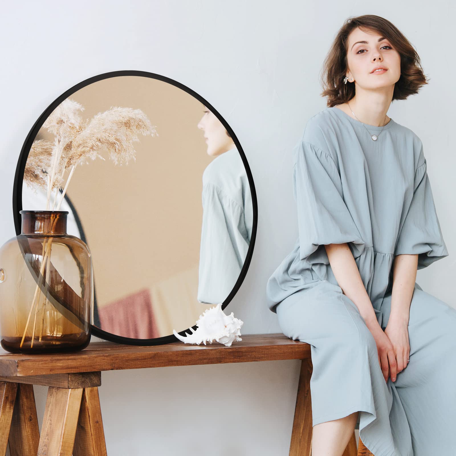 Cedar Assembly Circle Mirror For Wall Round Mirrors Bathroom Entryway ...