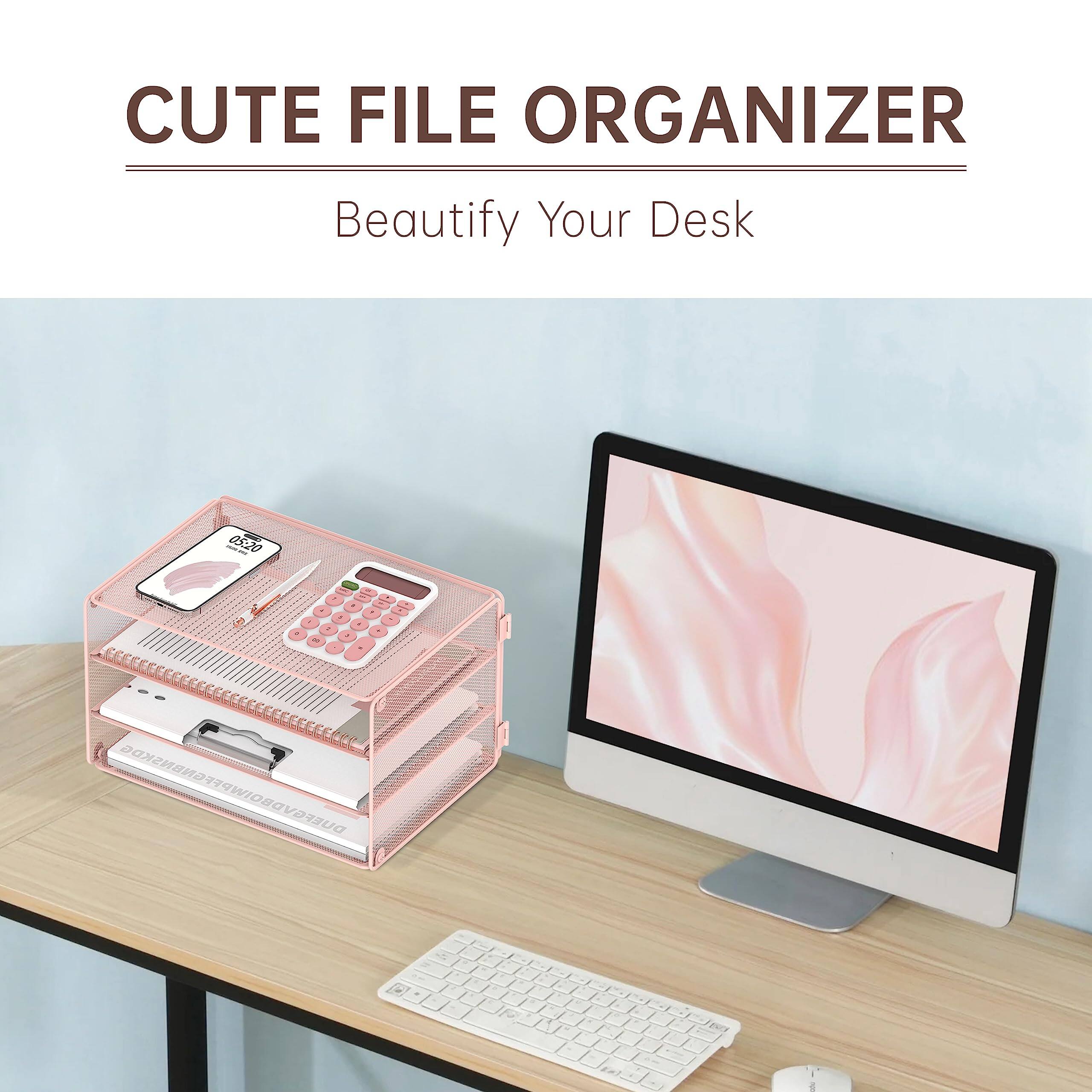Paradigms Interiors 3 Tier Letter Tray Paper Organizer Mesh Metal Desk ...