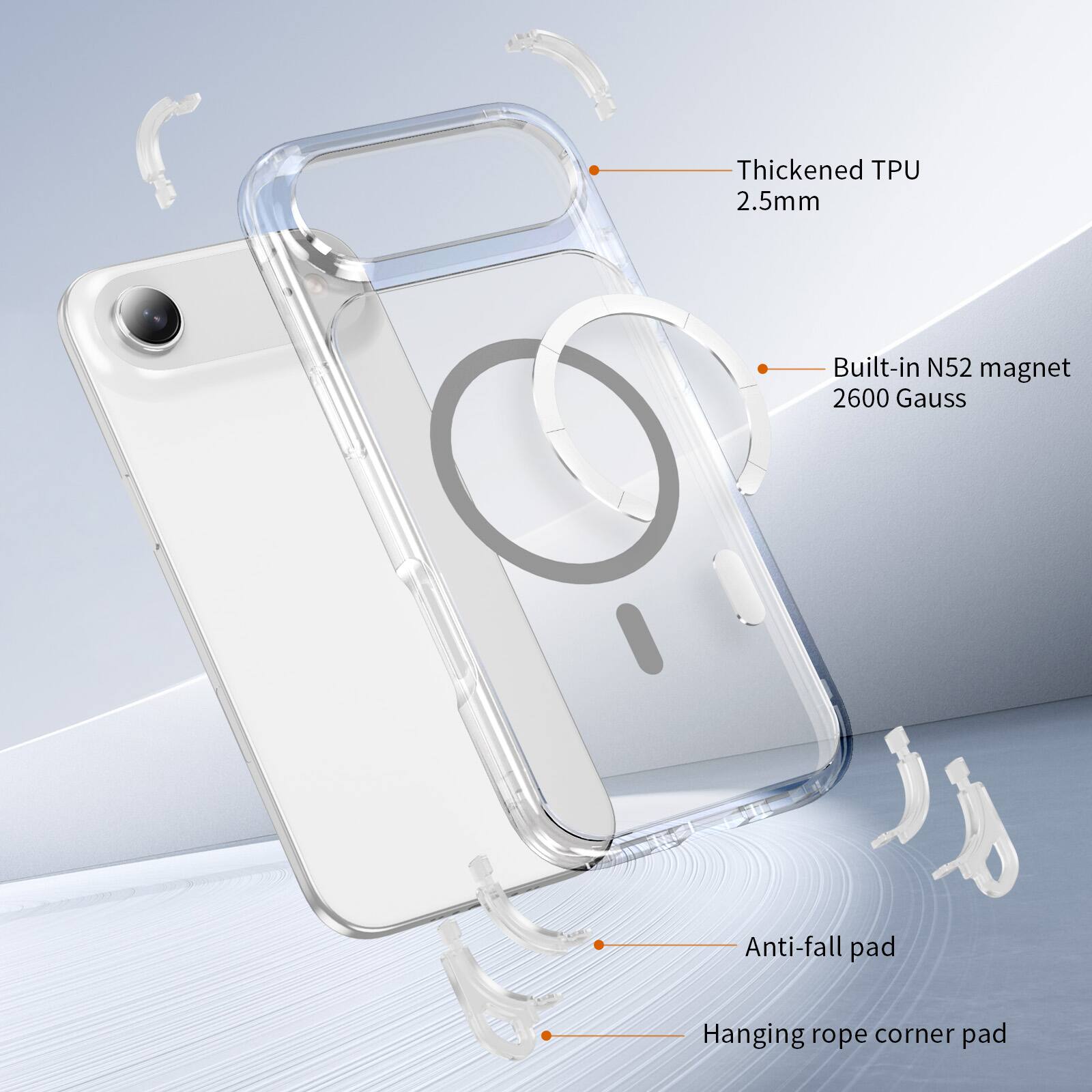 Dteck Magnetic Case for Apple iPhone Air with Crossbody Strap, Clear ...