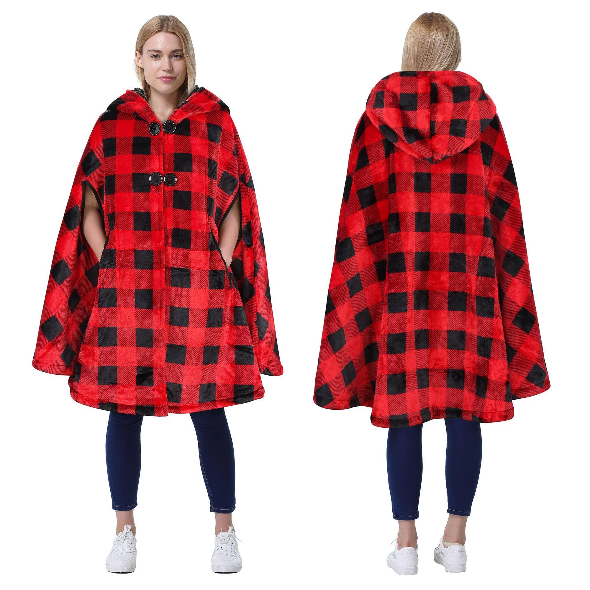 Paradigms Interiors - Women's Poncho Cape Oversized Sherpa Fleece Cloak ...