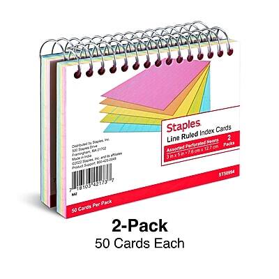Staples Staples™ 3" x 5" Index Cards, Lined, 50 Cards/Pack, 2 Packs ...