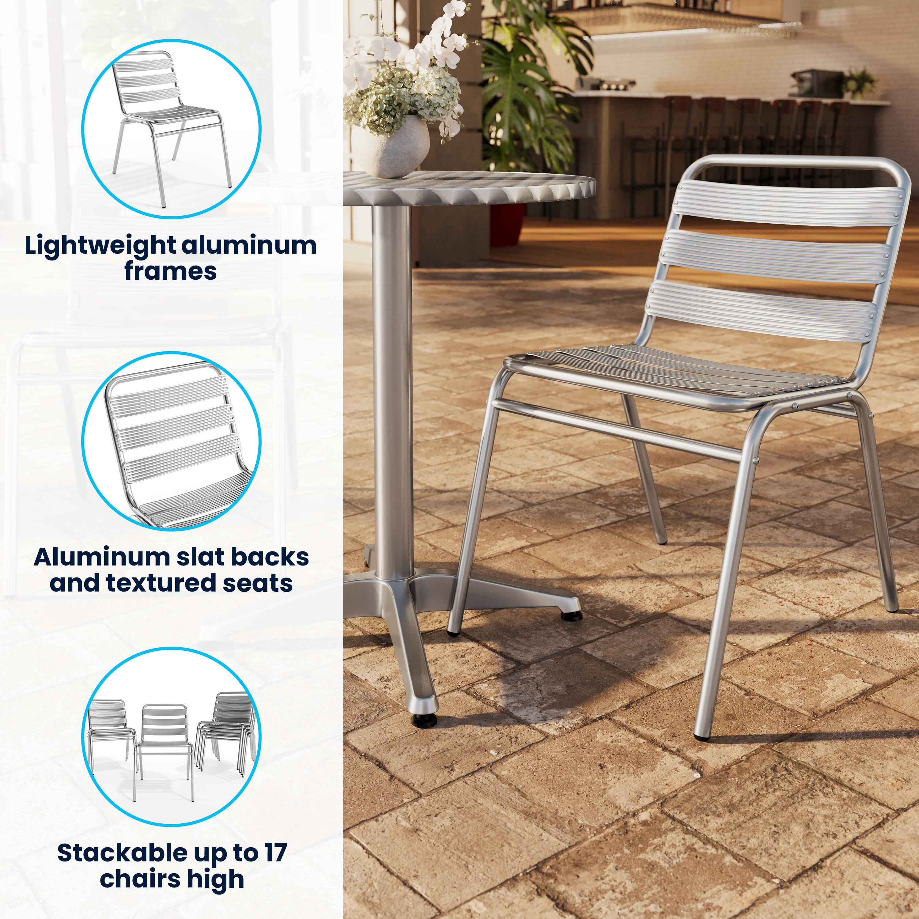 Emma + Oliver 4 Pack Metal Commercial Indoor Outdoor Armless Restaurant ...