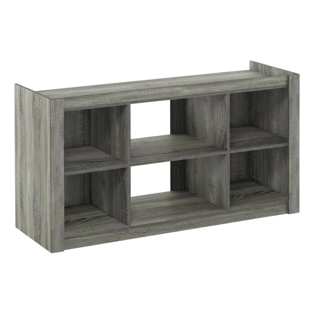 FurniFact Wooden TV stand, open shelves, storage compartments, French ...