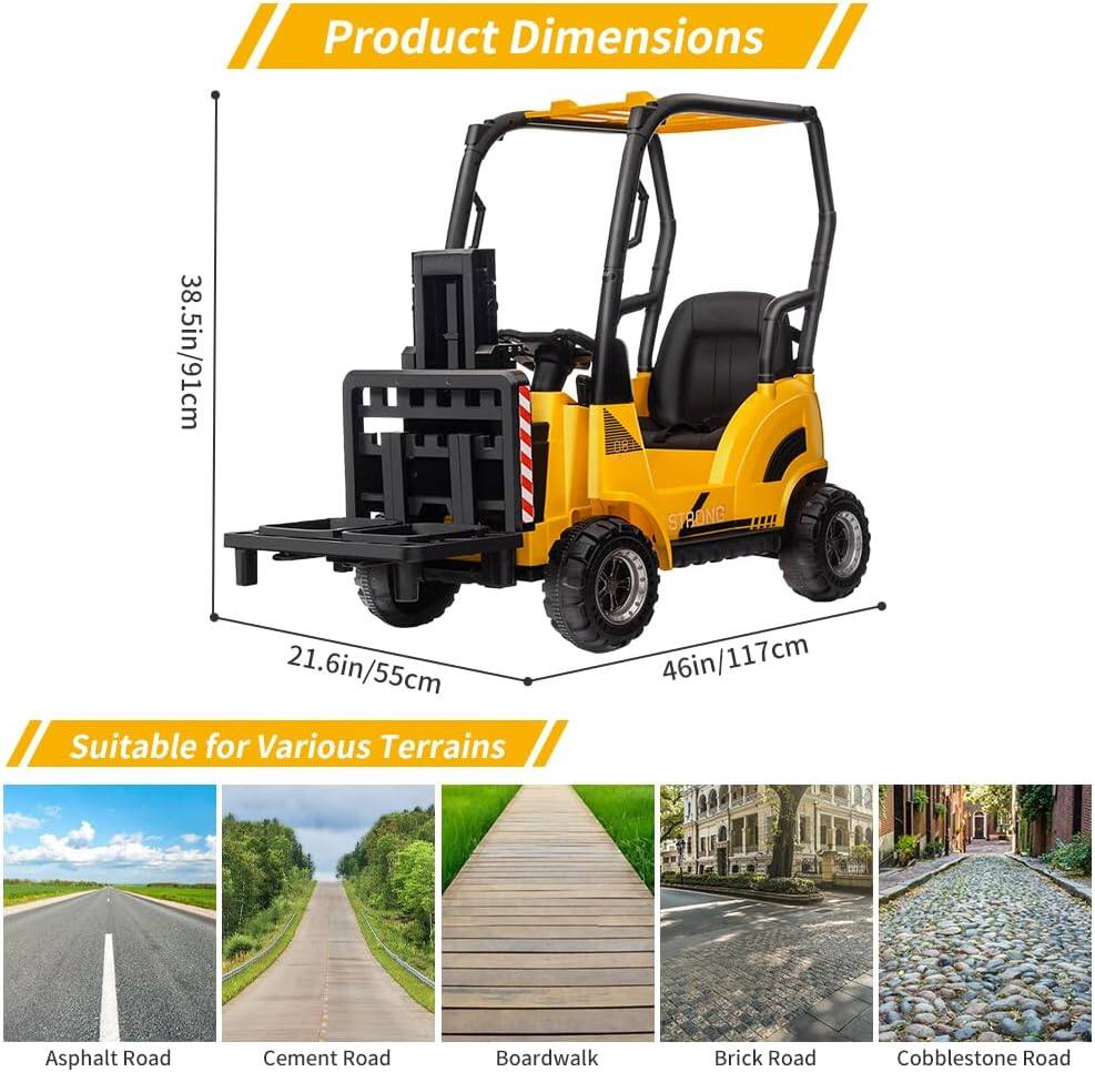 Jojoka 12V Kids Electric Forklift Ride On Car w/Remote & Tent, Liftable ...