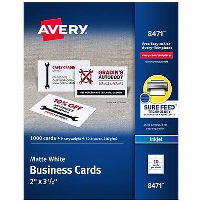 Avery Microperforated Business Cards, 2" x 3 1/2", Matte 1000 Per Pack ...