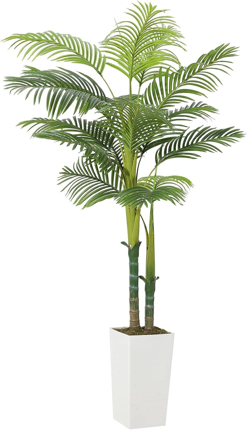 Homhougo 6FT Tall Faux Palm Tree with White Planter – Realistic ...