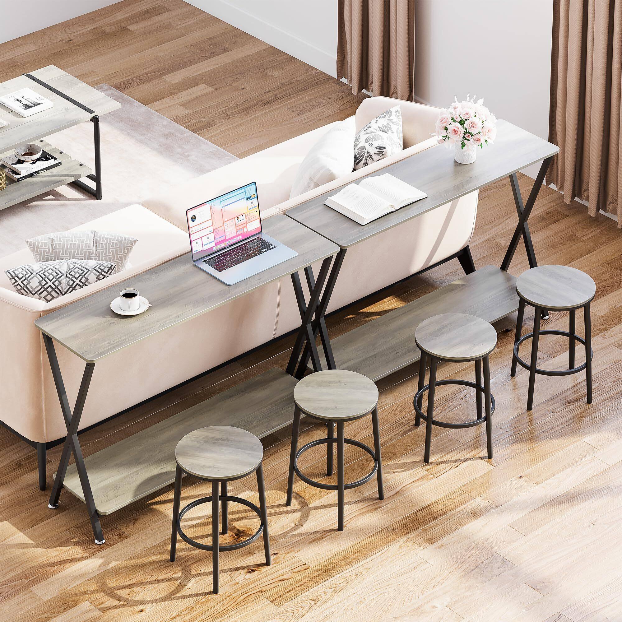 Jojoka Narrow Console Table, 41" Wide Behind Couch Table, 2 Tier ...