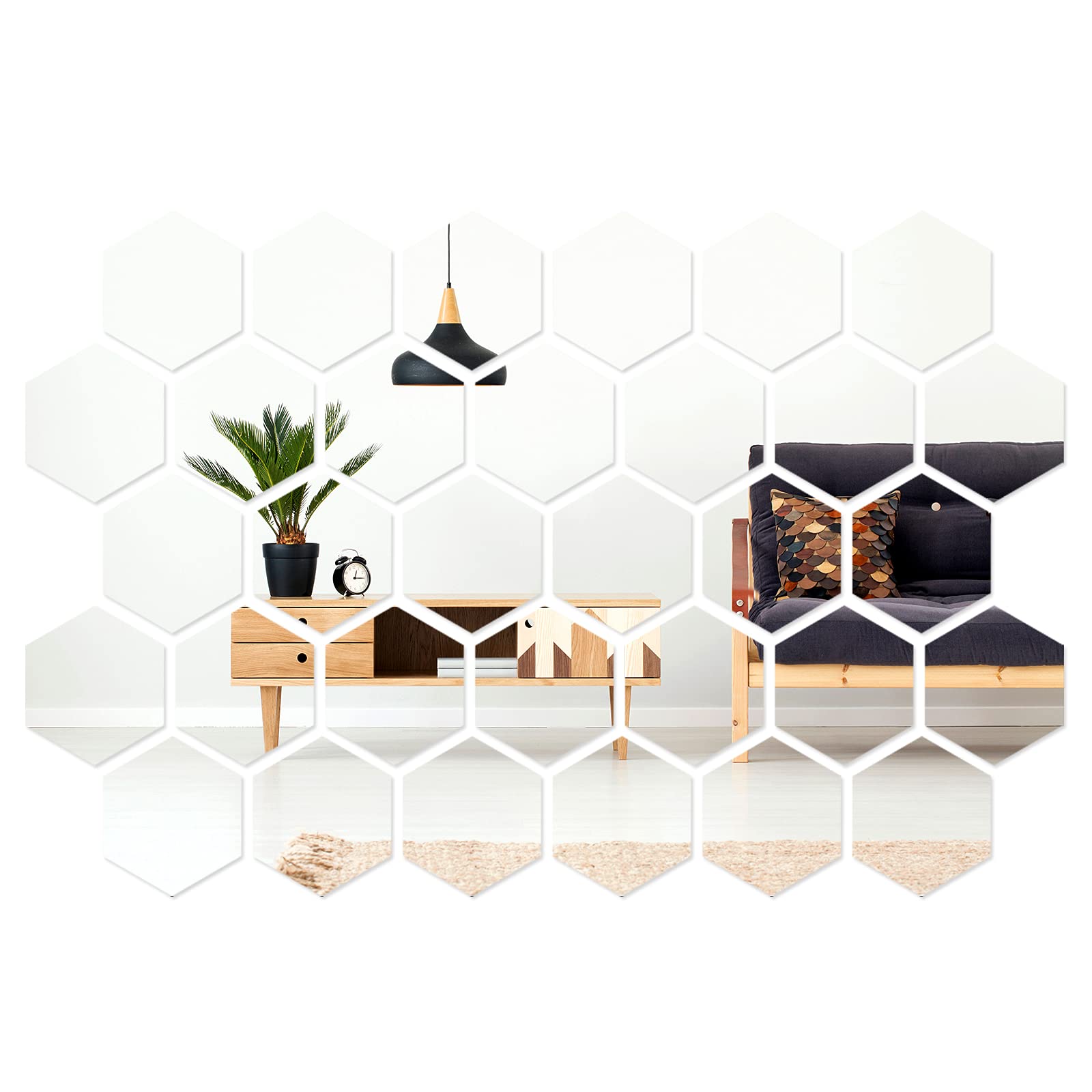 Dazzling Pops 32 Hexagon Mirror Wall Stickers Removable Decals For Diy ...