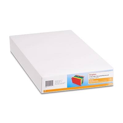 Staples Heavy Duty Reinforced Hanging File Folders, 1/5 Cut Tab, Legal ...
