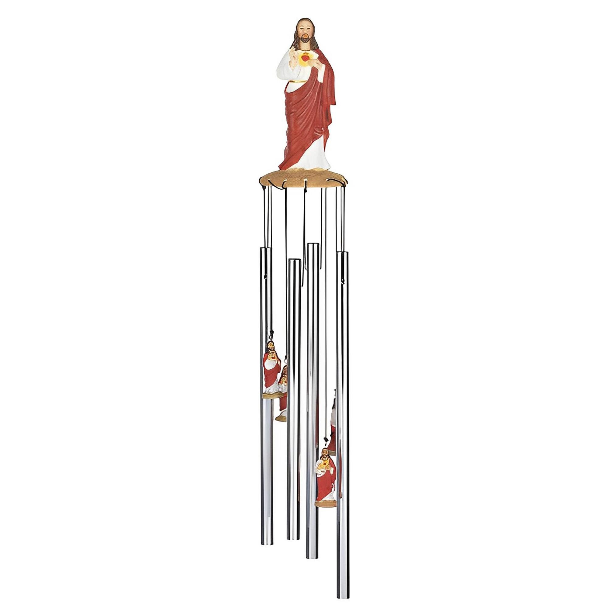 FC Design 23" Long Sacred Heart of Jesus Round Top Wind Chime Outdoor ...