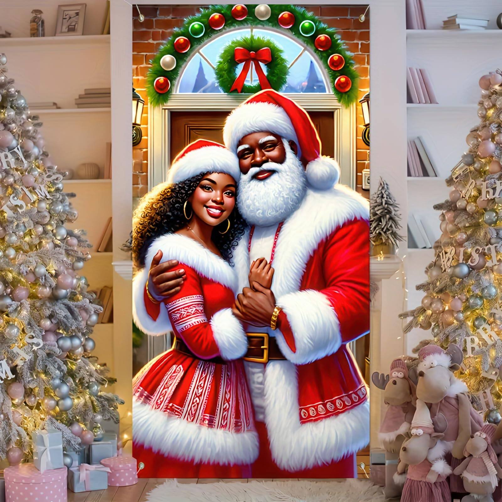 Paradigms Interiors - Christmas Santa Claus Toilet Door Cover 71 X Funny Xmas Party Decor ...