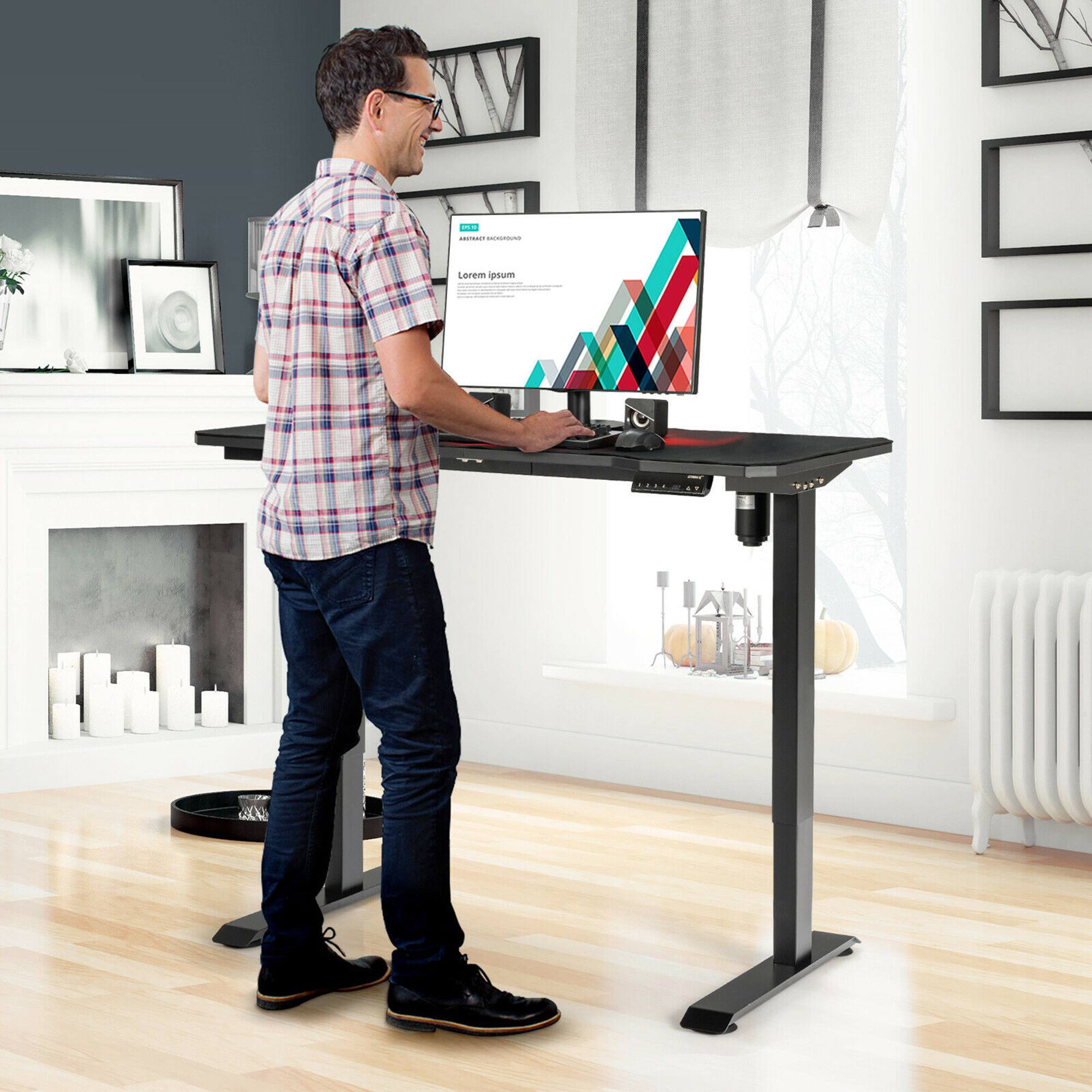Costway Adjustable Height Gaming Desk Black COST00805 - Best Buy