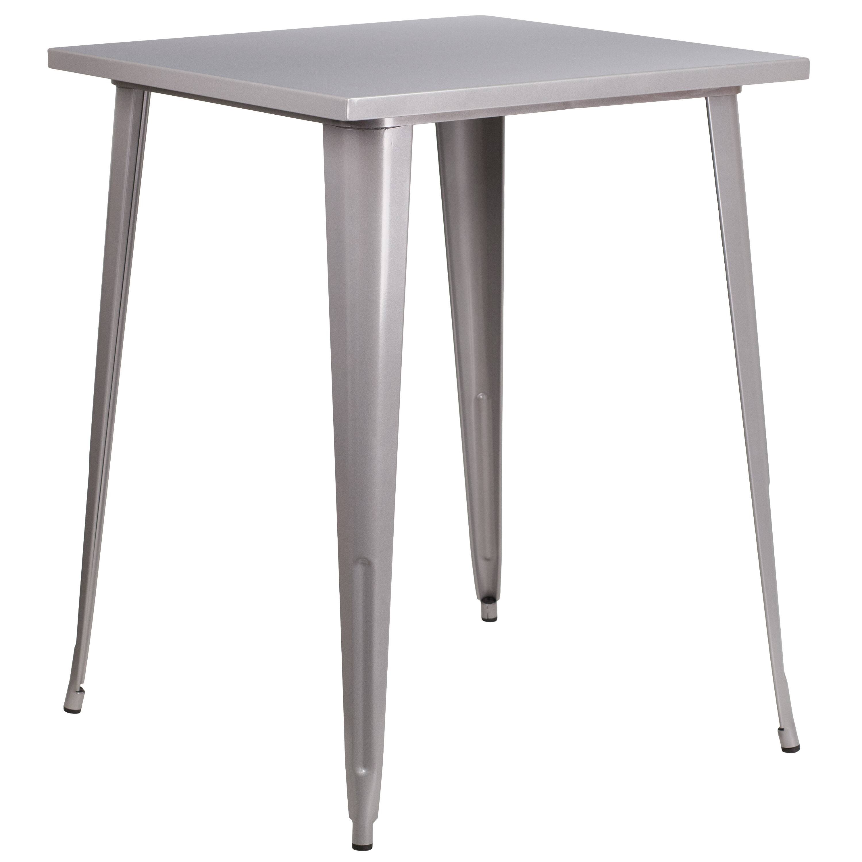 Emma + Oliver Commercial 31.5" Square Colorful Metal Indoor Outdoor Bar ...