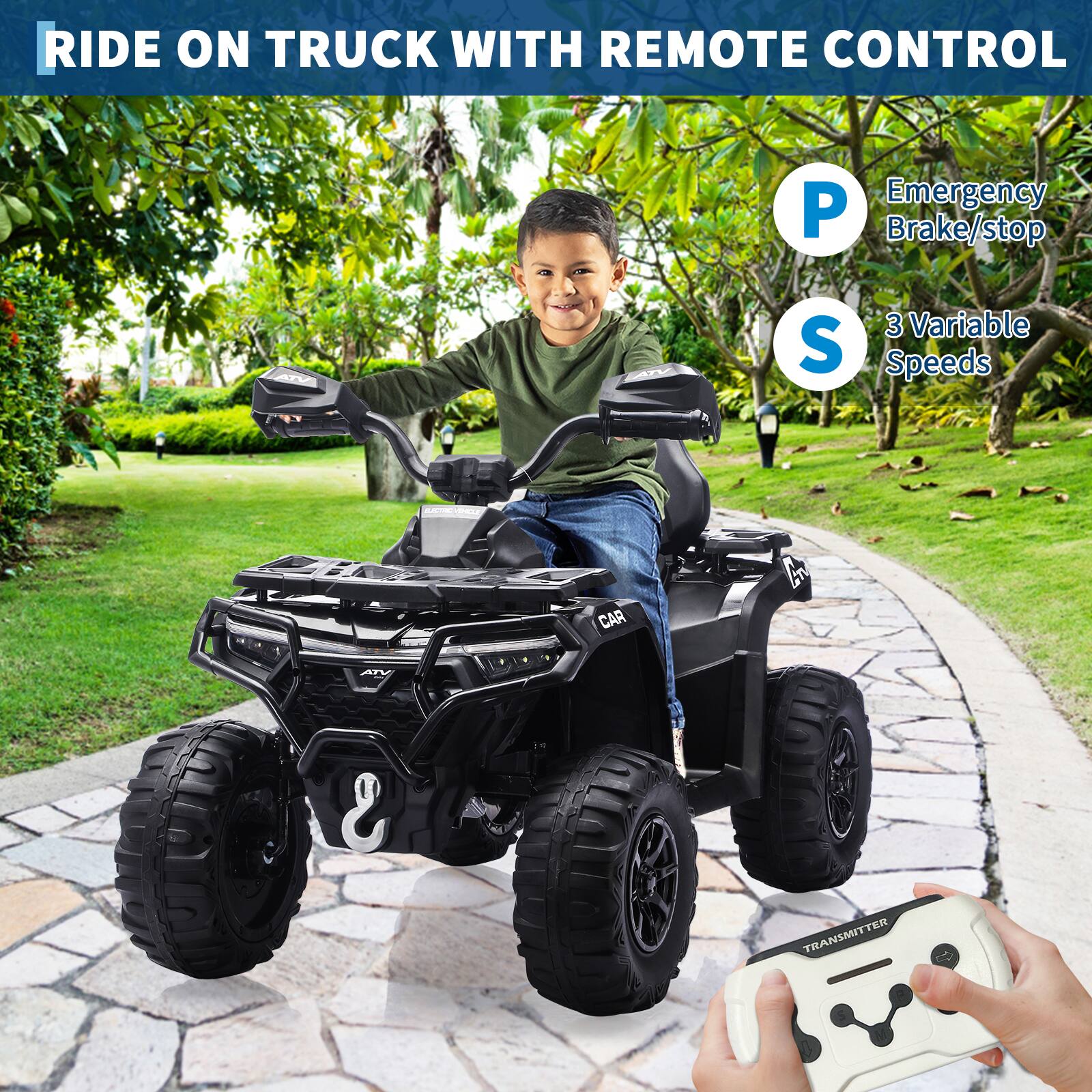 GARVEE 12V Kids Ride On Toys Car With Parent Remote Control 4 Wheeler ...