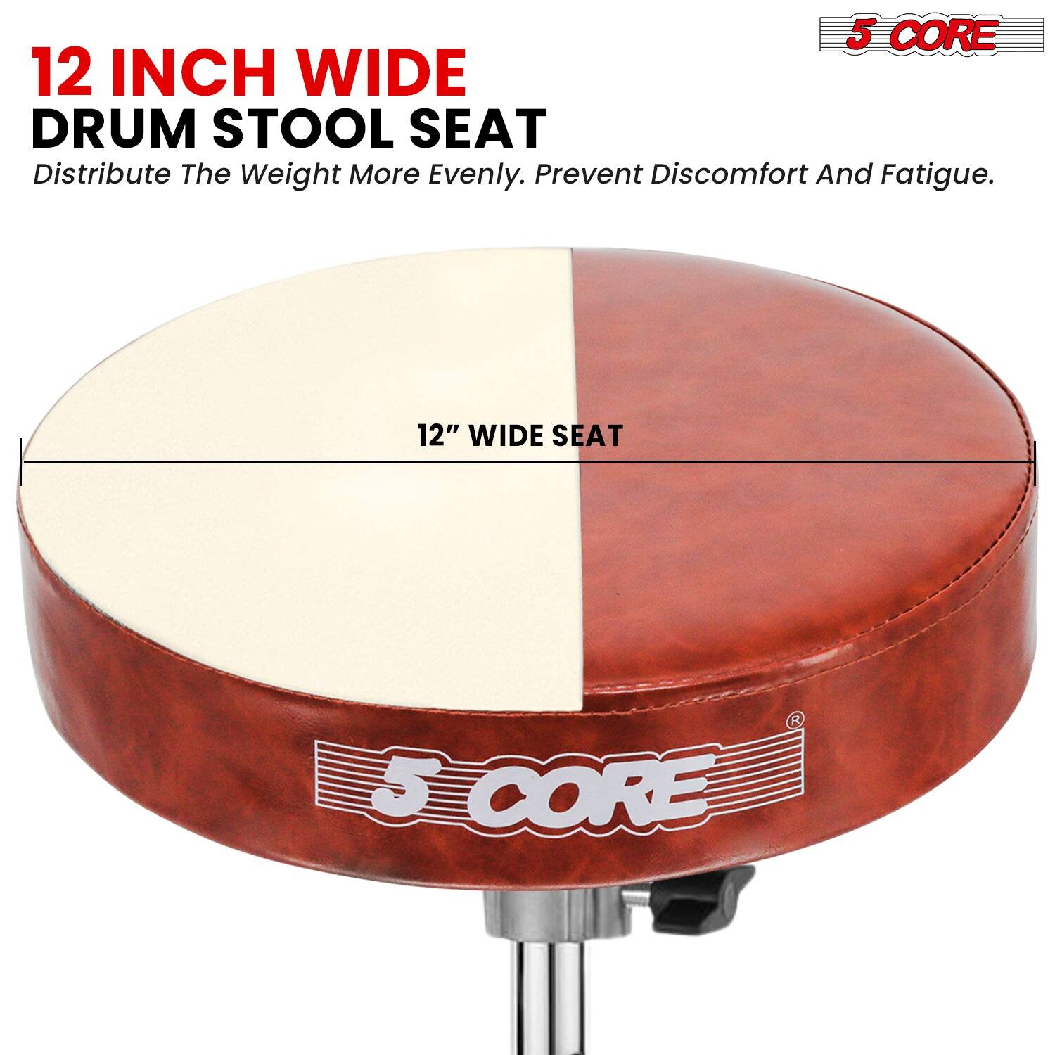 5 CORE Drum Throne 3" Thick Padded Comfortable Guitar Stool Drummer ...