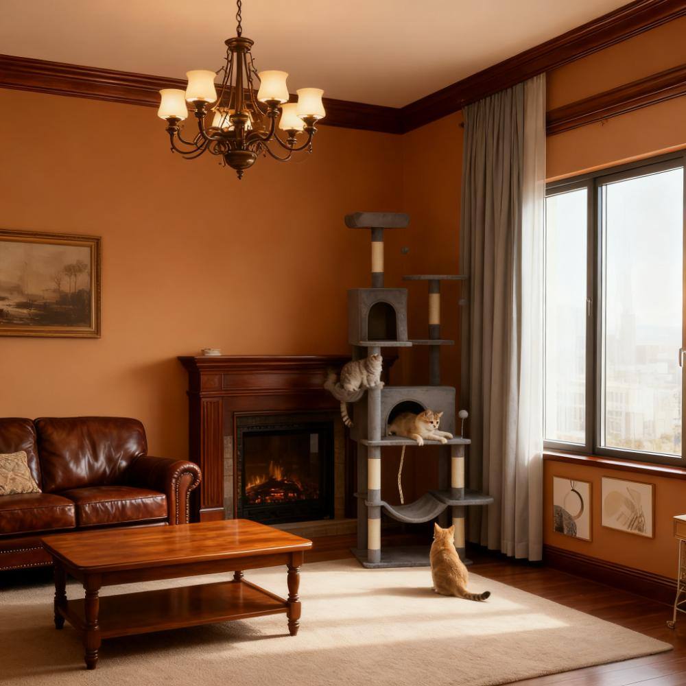 Siljoy 79.5" Extra Tall Multi Level Cat Tree Tower with Anti Tip Strap ...