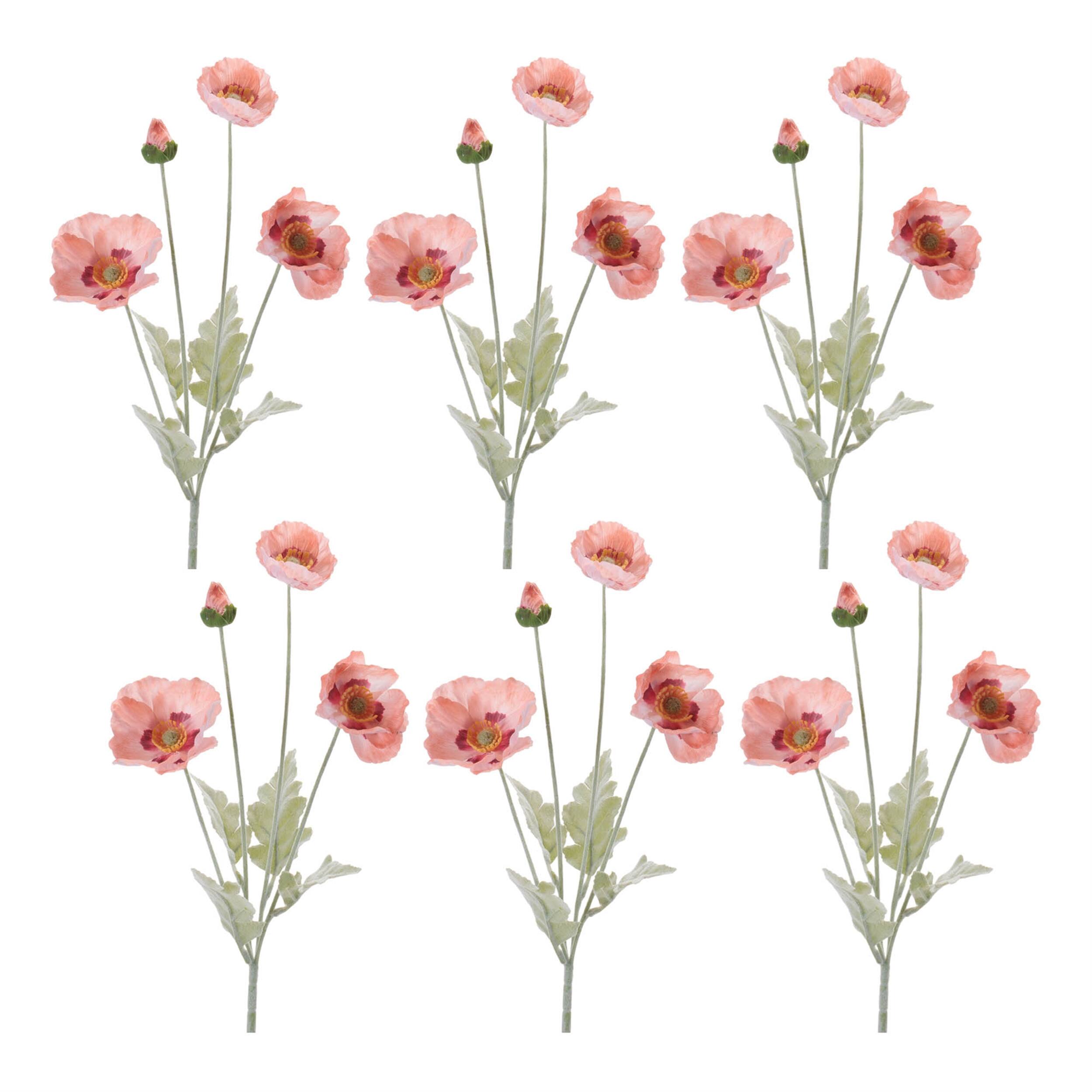 BreeBe Poppy Floral Spray (Set of 6) Pink, Green 96925DS - Best Buy