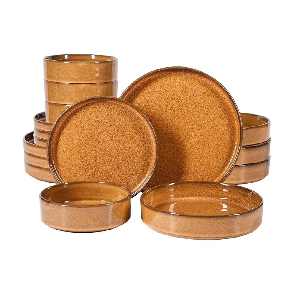 Bits Burst Glossy Reactive Glaze Dinnerware Set Amber BB-DS401 - Best Buy