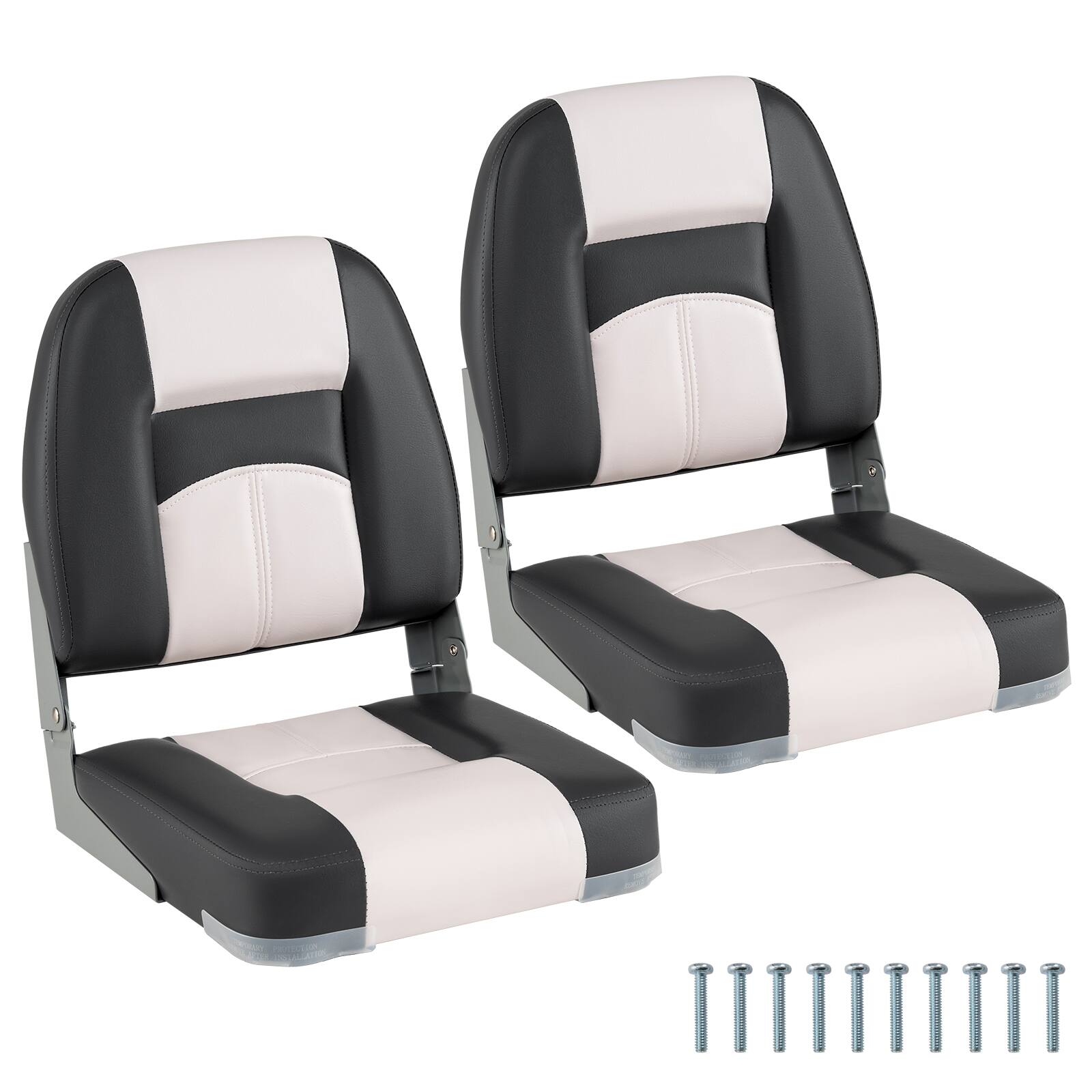 Gymax 2 Pack Boat Seats Waterproof PVC Leather Cabin Seating w/ Thick ...