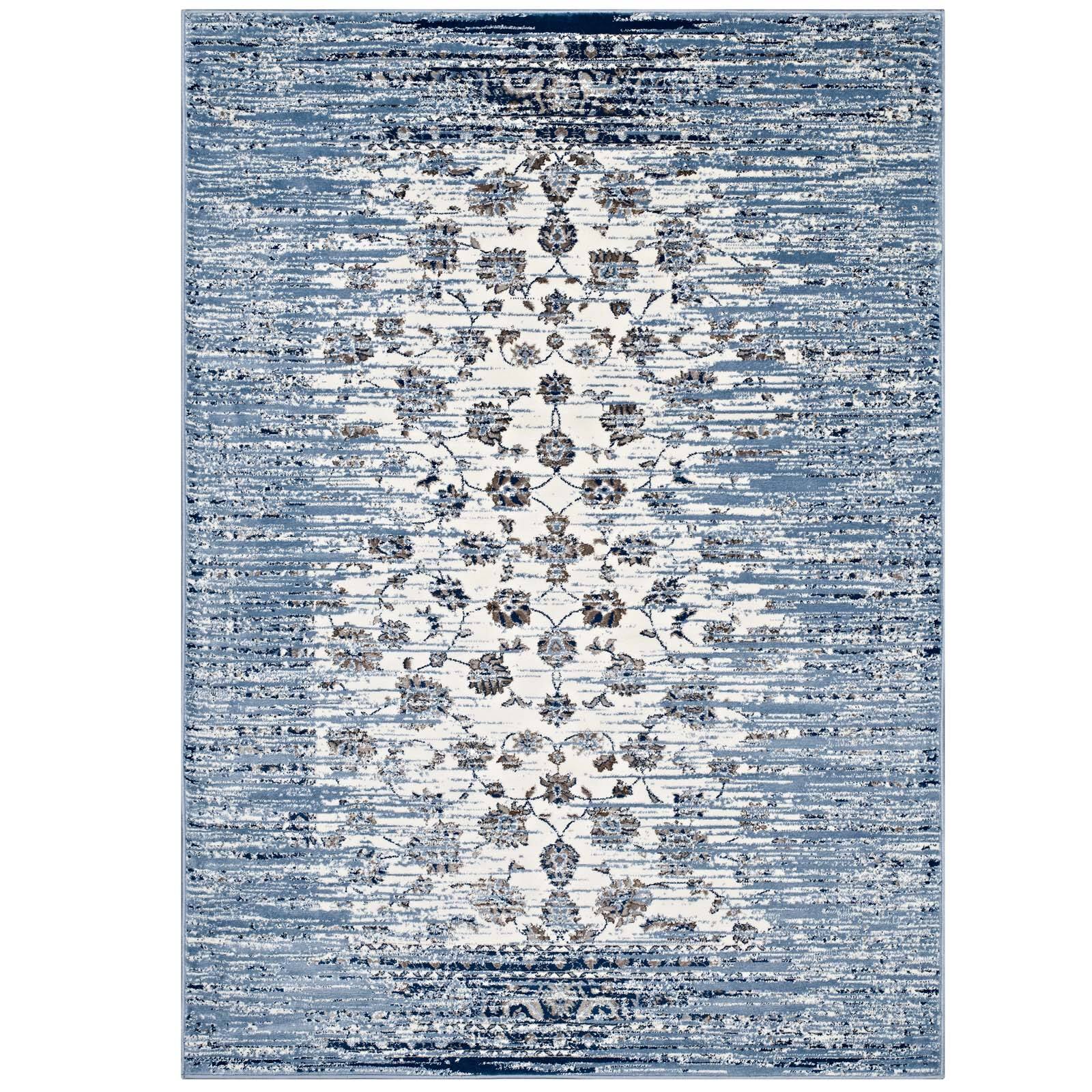 Modway Chiara Distressed Floral Lattice Contemporary Area Rug Moroccan ...