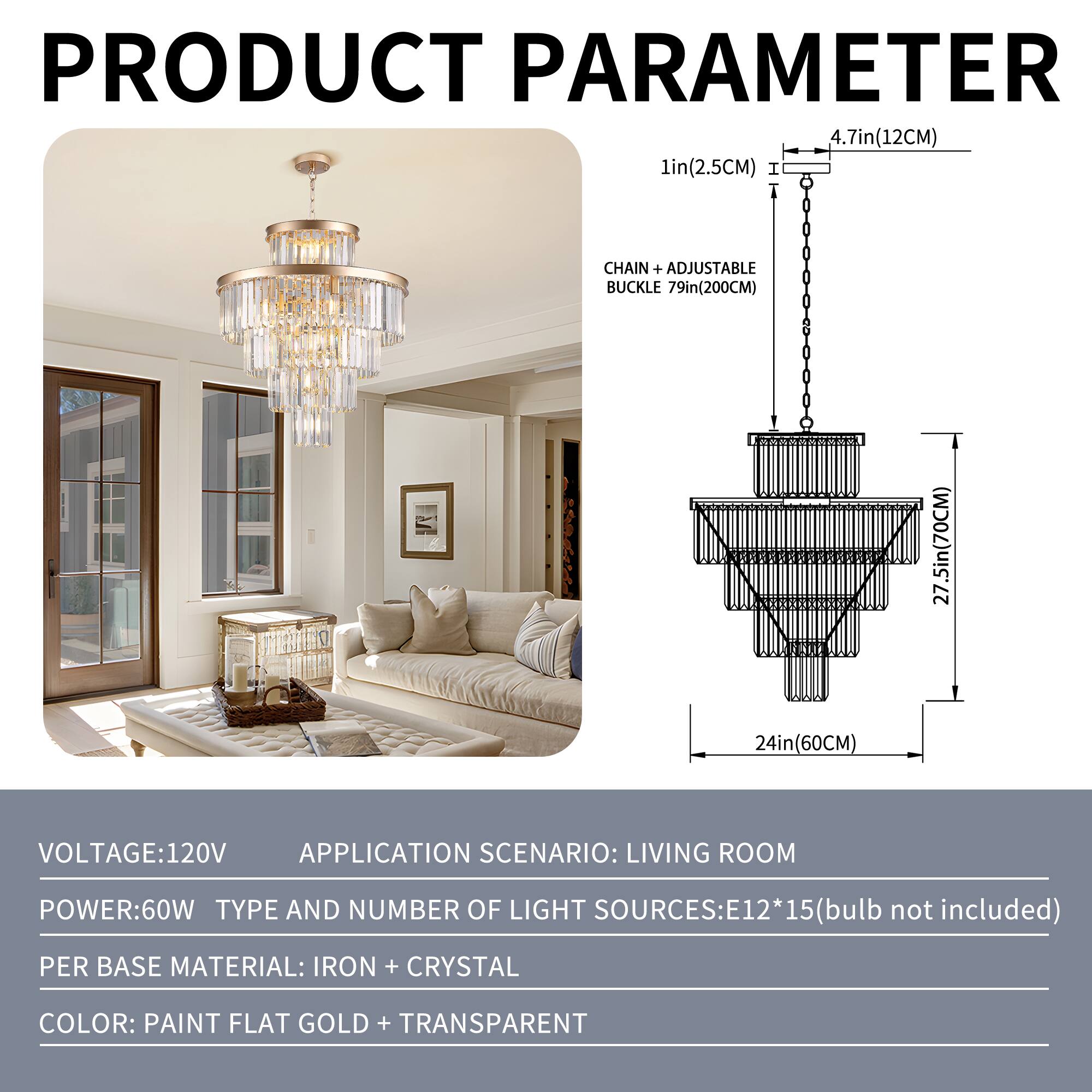 Tiramisubest Golden Luxury Crystal Chandelier Modern Chandeliers Lights ...