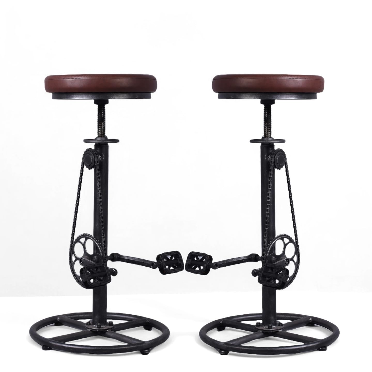JETRANSPORT Vintage Bar Stools Swivel Pu Seat 29 37inch Height ...
