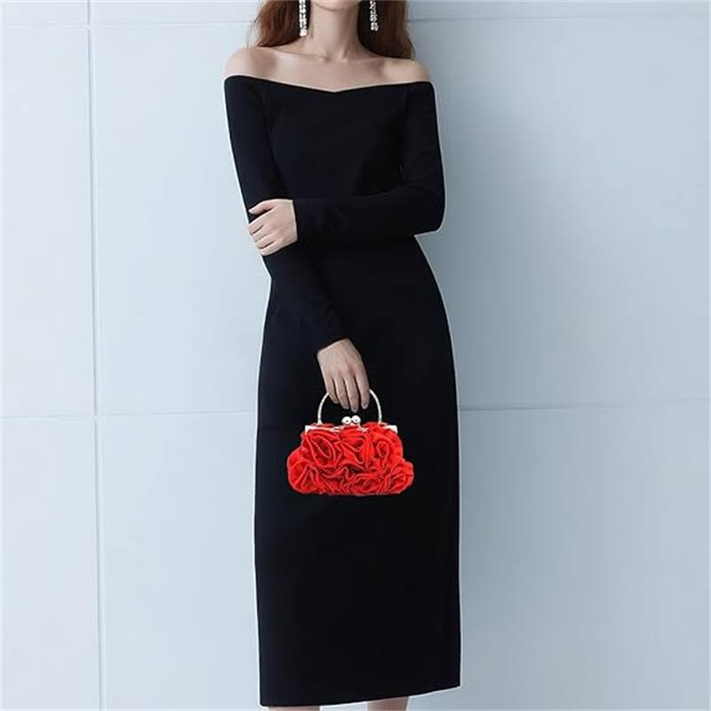 Auledio Women Evening Clutch Bag, Elegent Floral Satin Small Purses ...