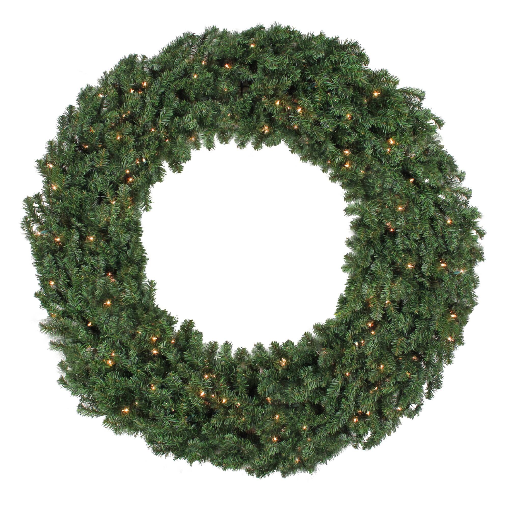 Northlight Pre Lit Canadian Pine Commercial Christmas Wreath 10' Clear ...